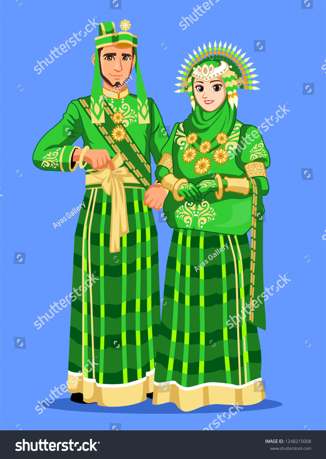 Bugis Makassar Wedding Couple Stock Vector (Royalty Free) 1248215008 ...