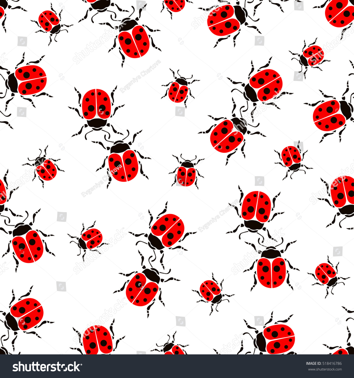 Bugs Ladybug Seamless Pattern Insects Vector Stock Vector 518416786 ...