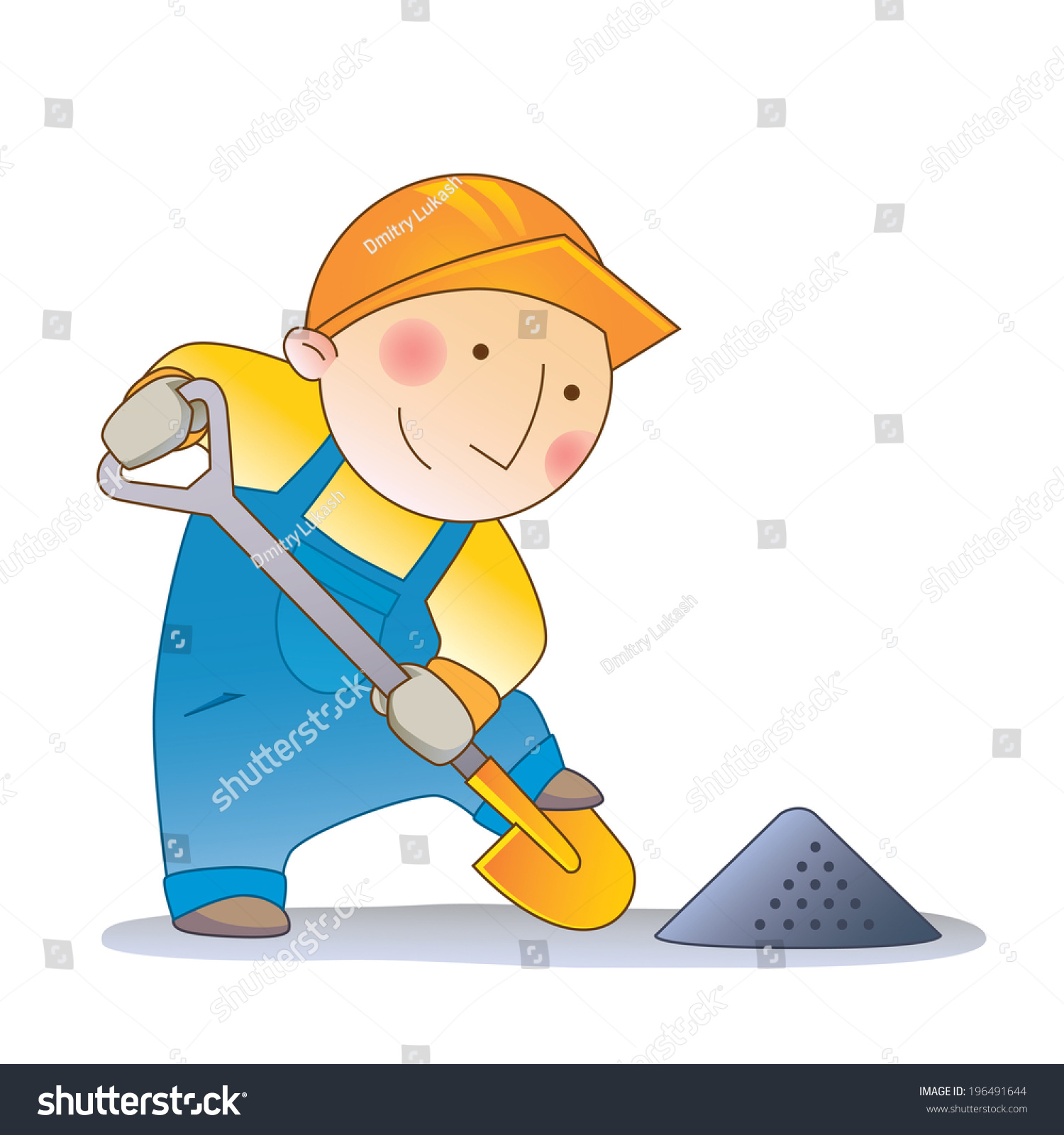 Builder Digging Shovel Stock Vector (Royalty Free) 196491644