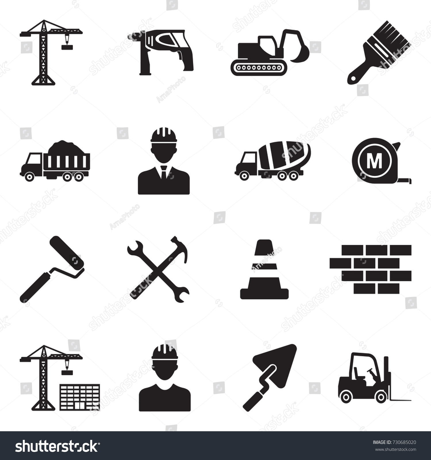 Builder Icons Black Flat Design Vector Stock Vector (Royalty Free ...