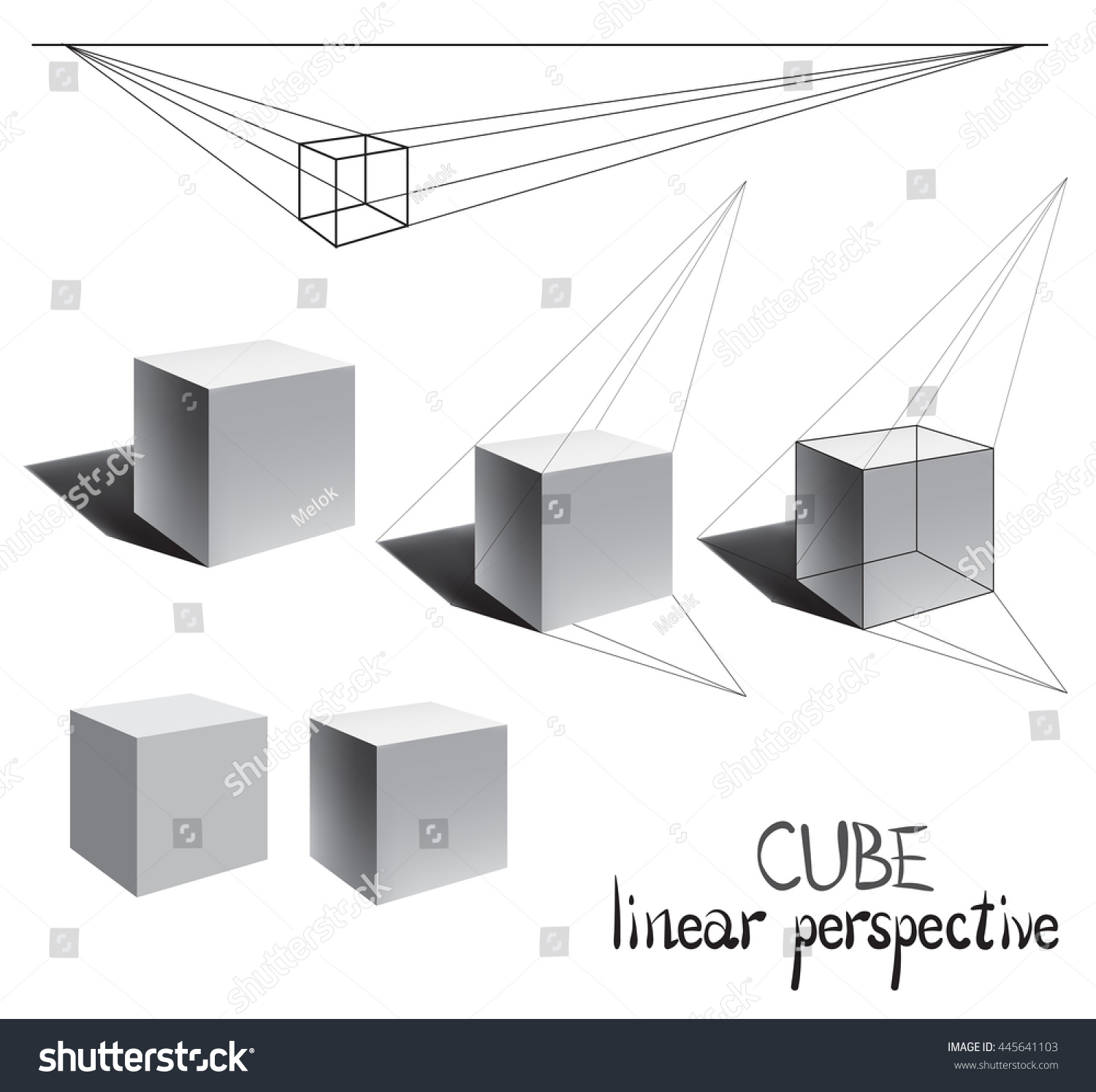 Building Cube Linear Perspective Visual Material Stock Vector 445641103 ...