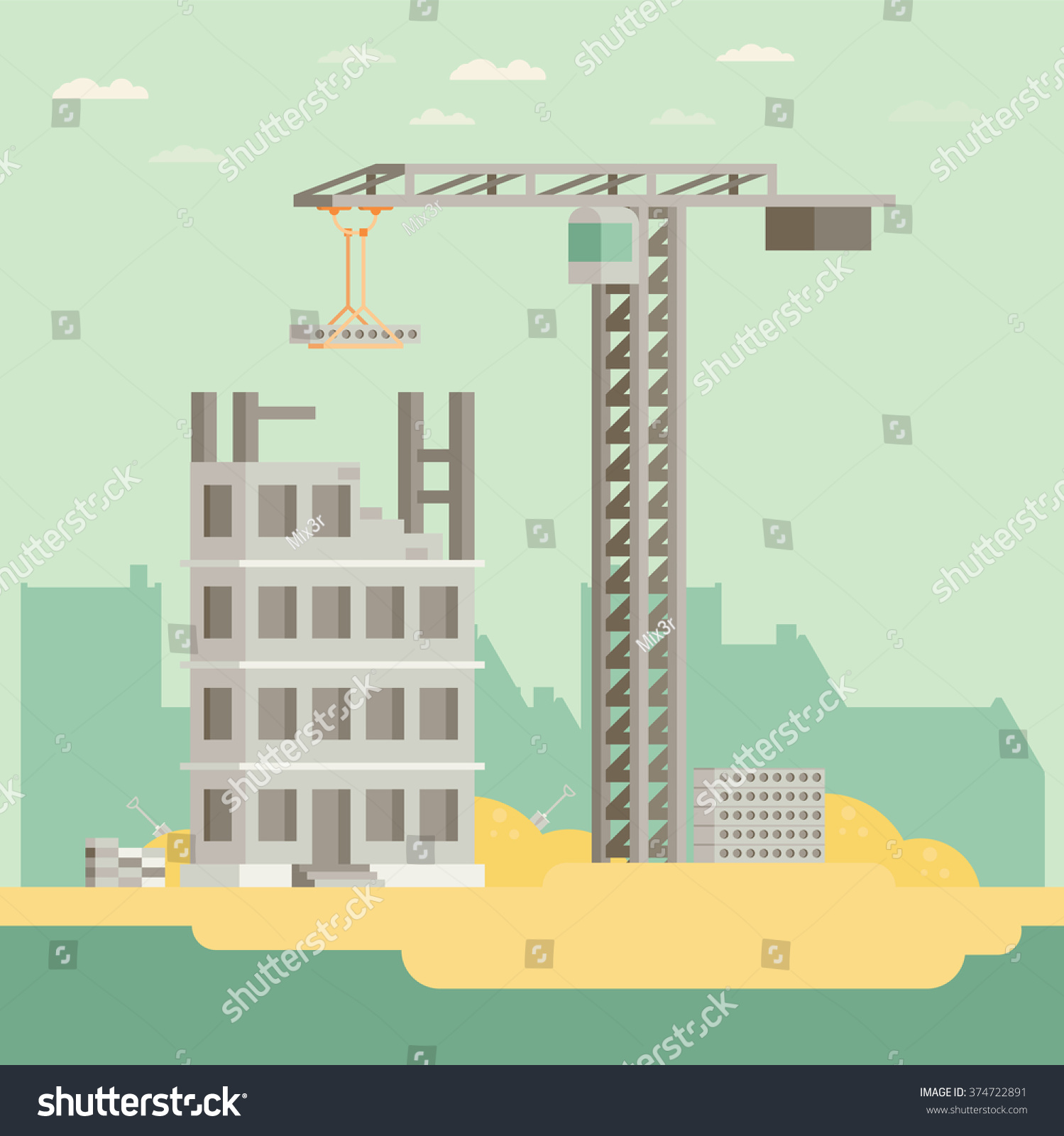 Building House Vector Flat Illustration Stock Vector (Royalty Free ...