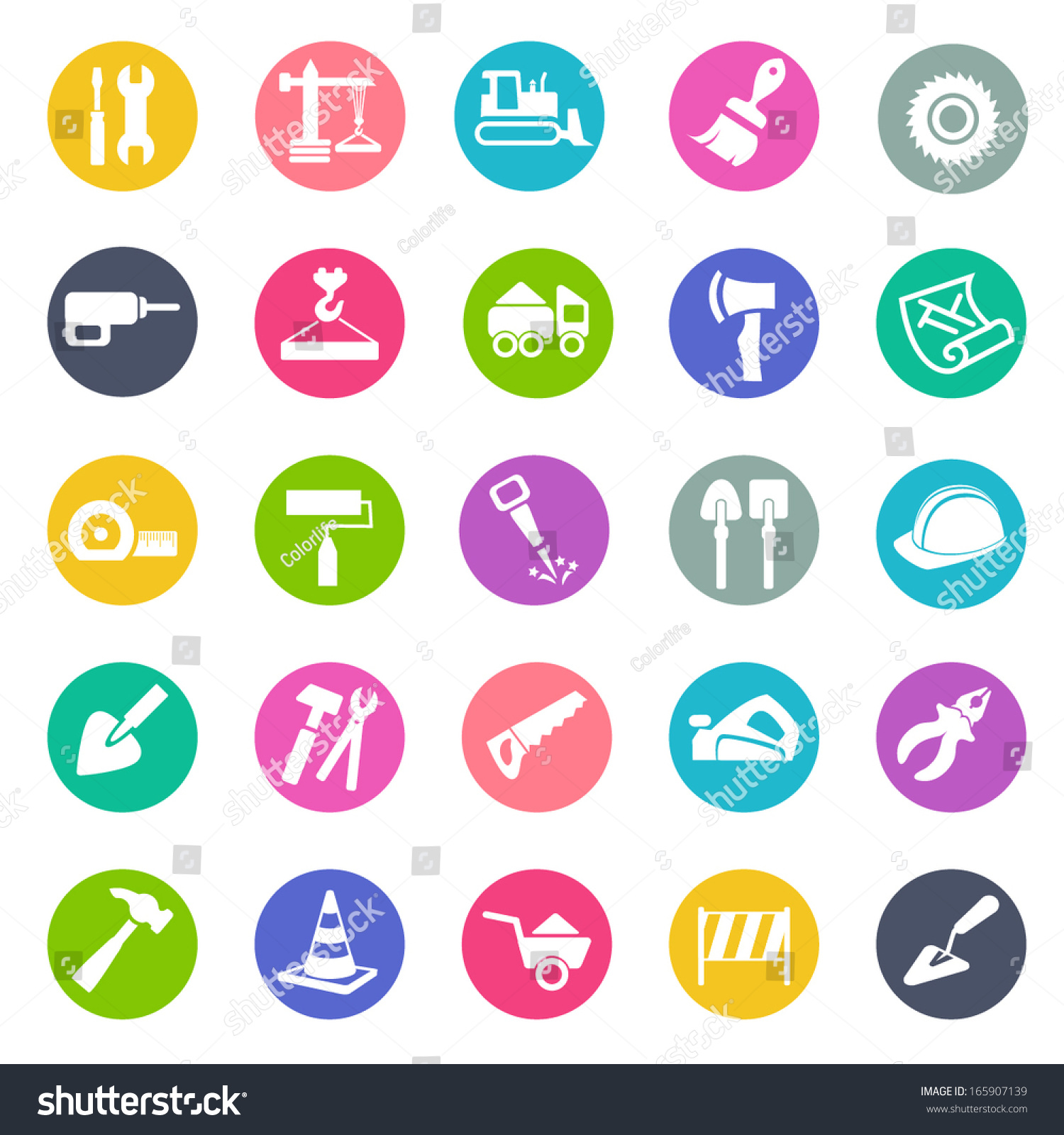 Building Tools Icons Stock Vector (Royalty Free) 165907139