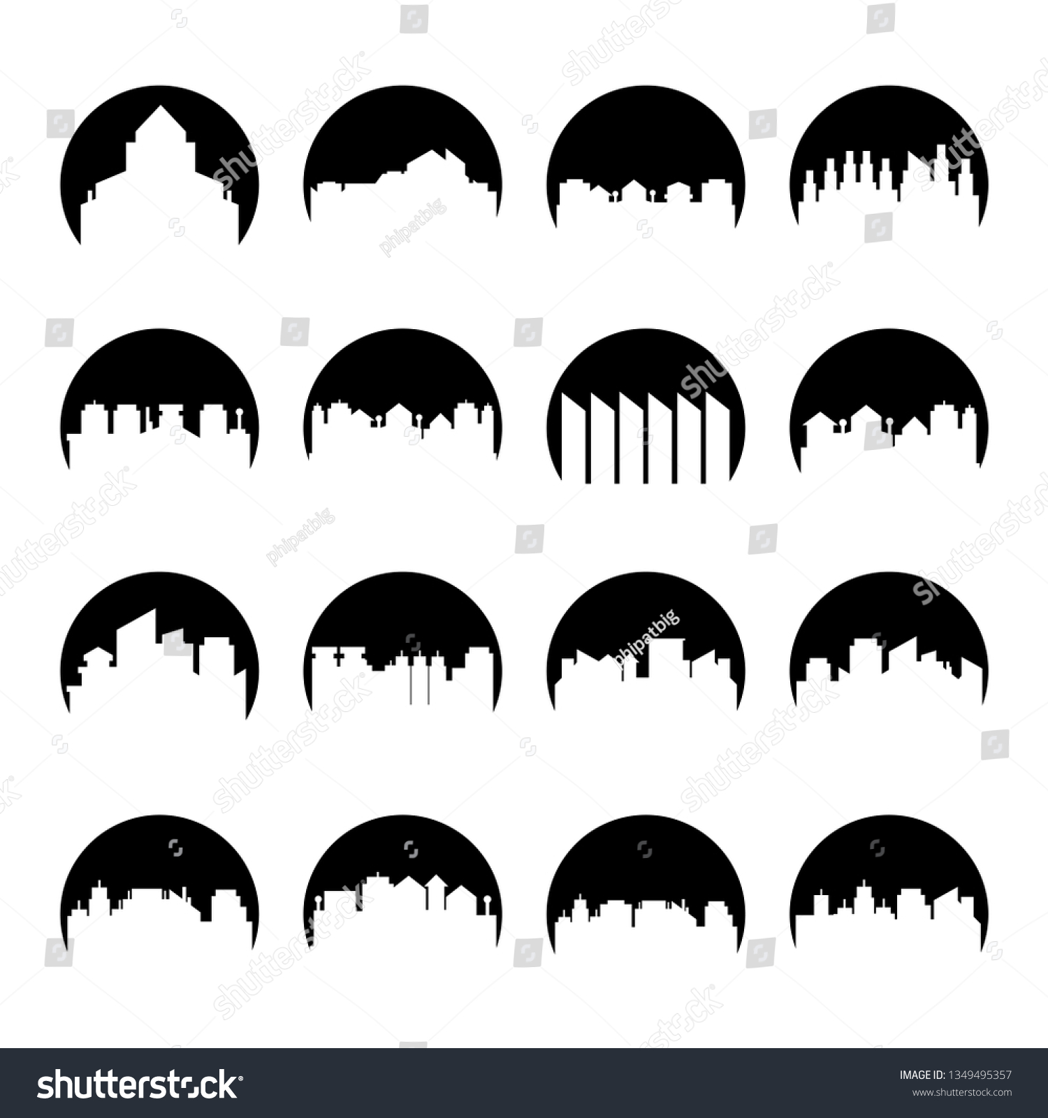 Building City Skyline Tower Circle Shape Stock Vector (Royalty Free ...