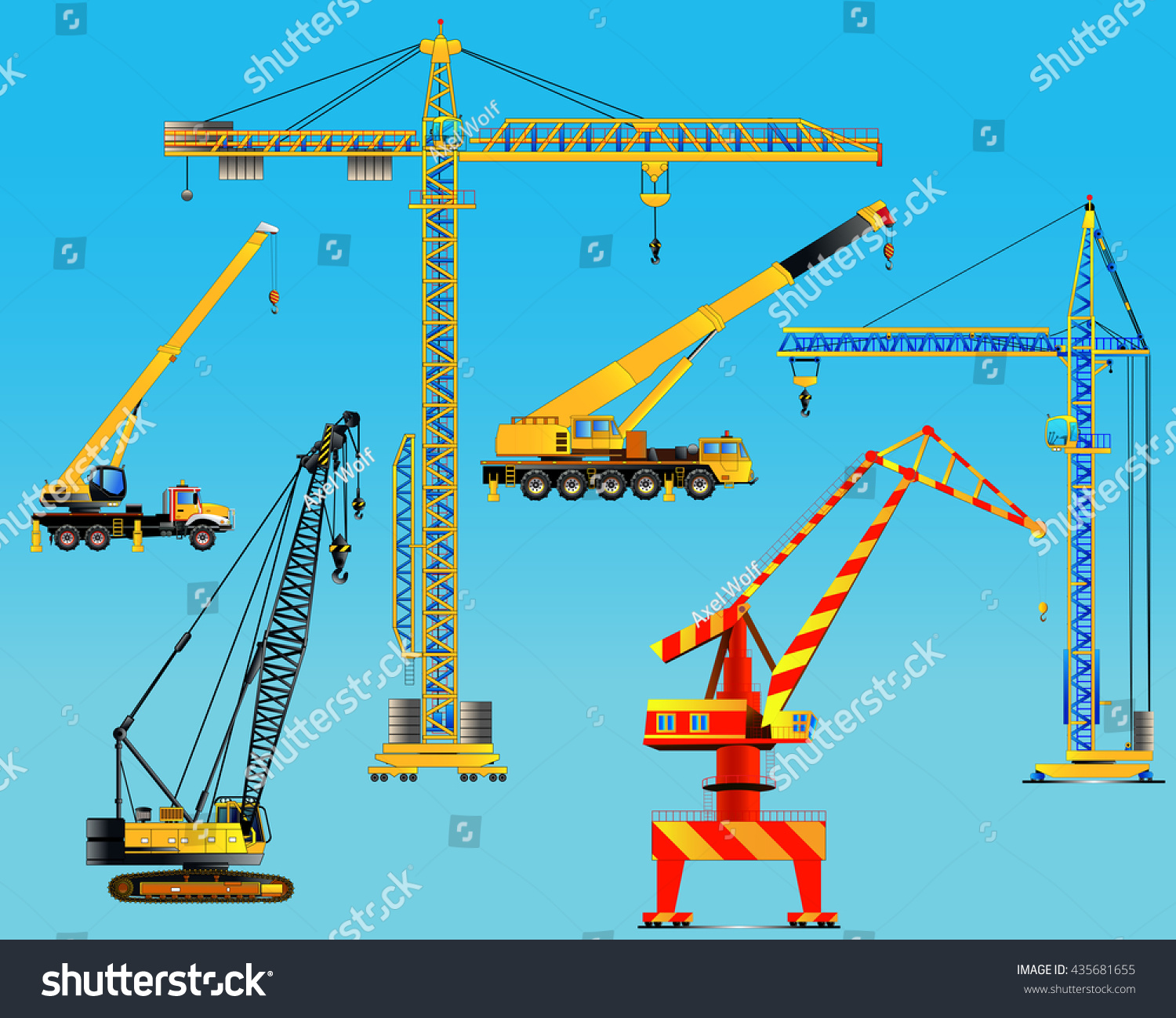 Building Construction Cranes Set Isolated On Stock Vector (Royalty Free ... Building Construction Cranes Set Isolated On Stock Vector (Royalty Free ...