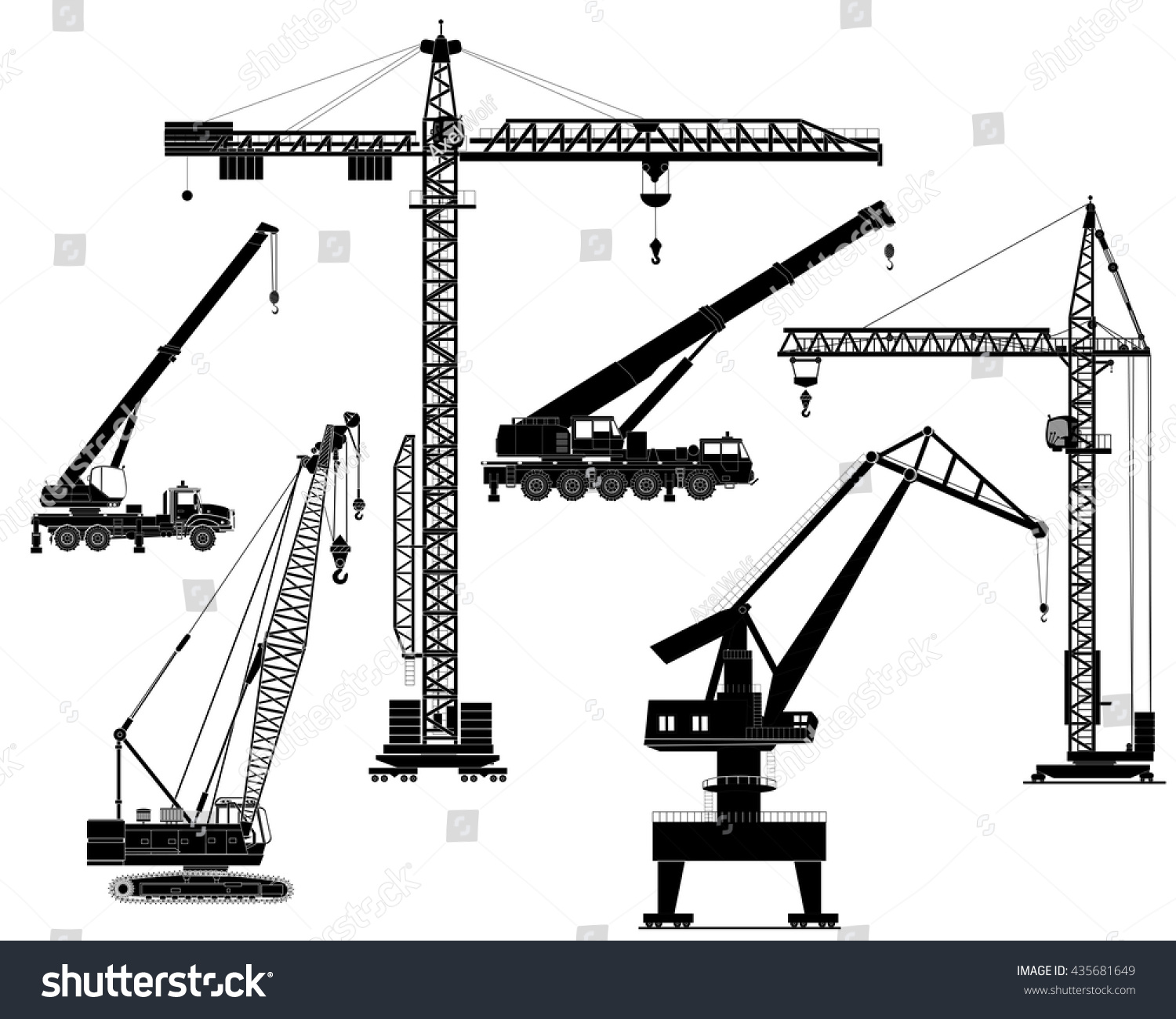 Building Construction Cranes Set Isolated On Stock Vector (Royalty Free ... Building Construction Cranes Set Isolated On Stock Vector (Royalty Free ...