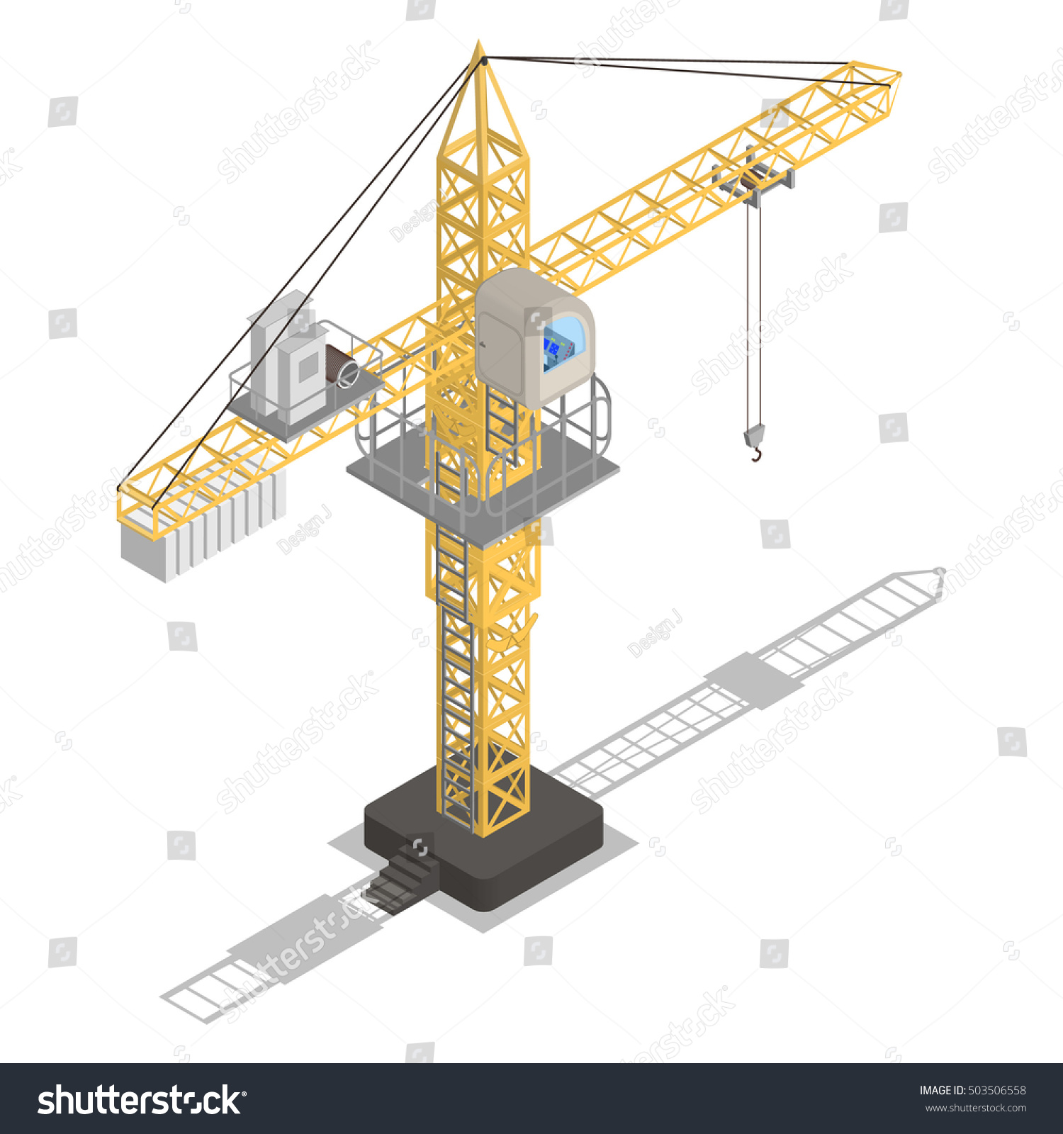 Building Crane Isometric View Stock Vector (Royalty Free) 503506558