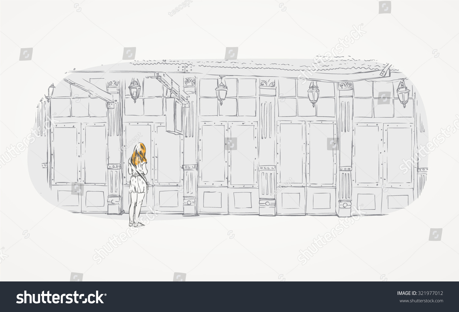 Building Facade Drawing Stock Vector (Royalty Free) 321977012