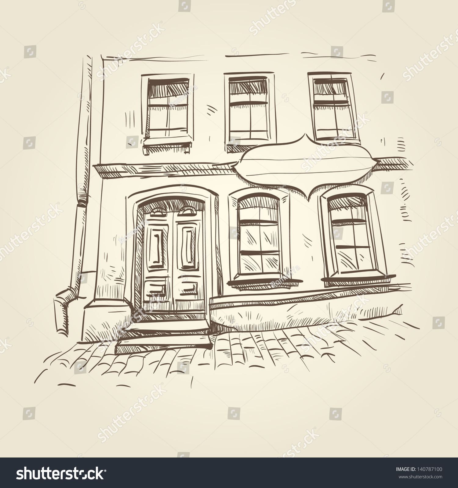 Building Hand Drawn Vector Illustration Stock Vector (Royalty Free ...
