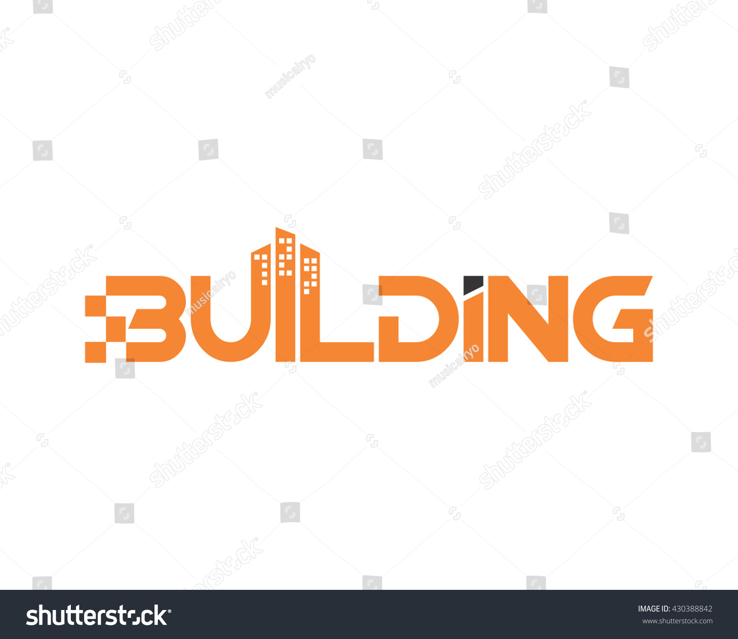 Building Icon Typography Skyscraper Cityscape Architecture Stock Vector ...
