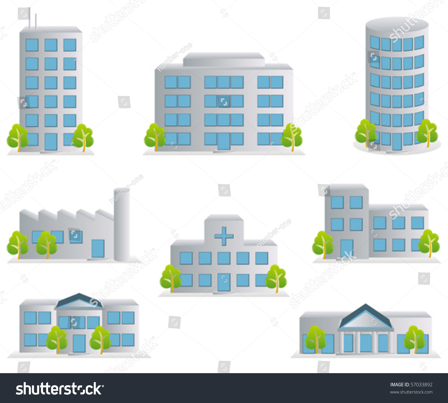 Building Icons Set Architectures Image Stock Vector (Royalty Free) 57033892