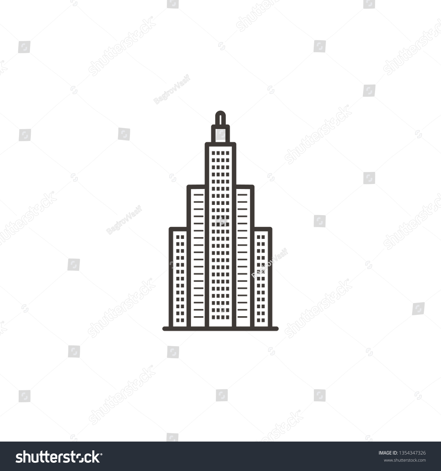 Building Outline Icon Building Vector Icon Stock Vector (Royalty Free ...