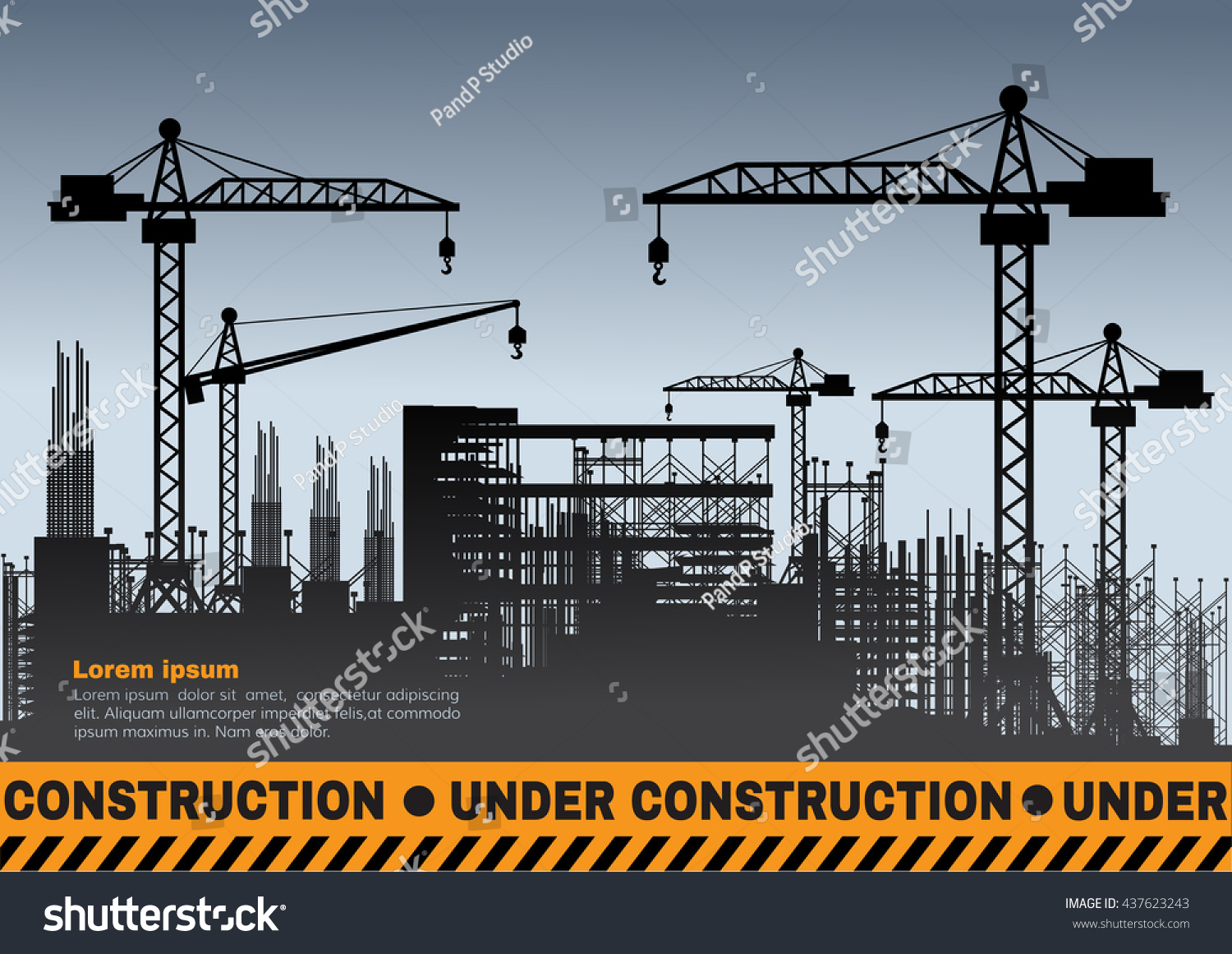 Building Under Construction Sitevector Illustration Template Stock ...