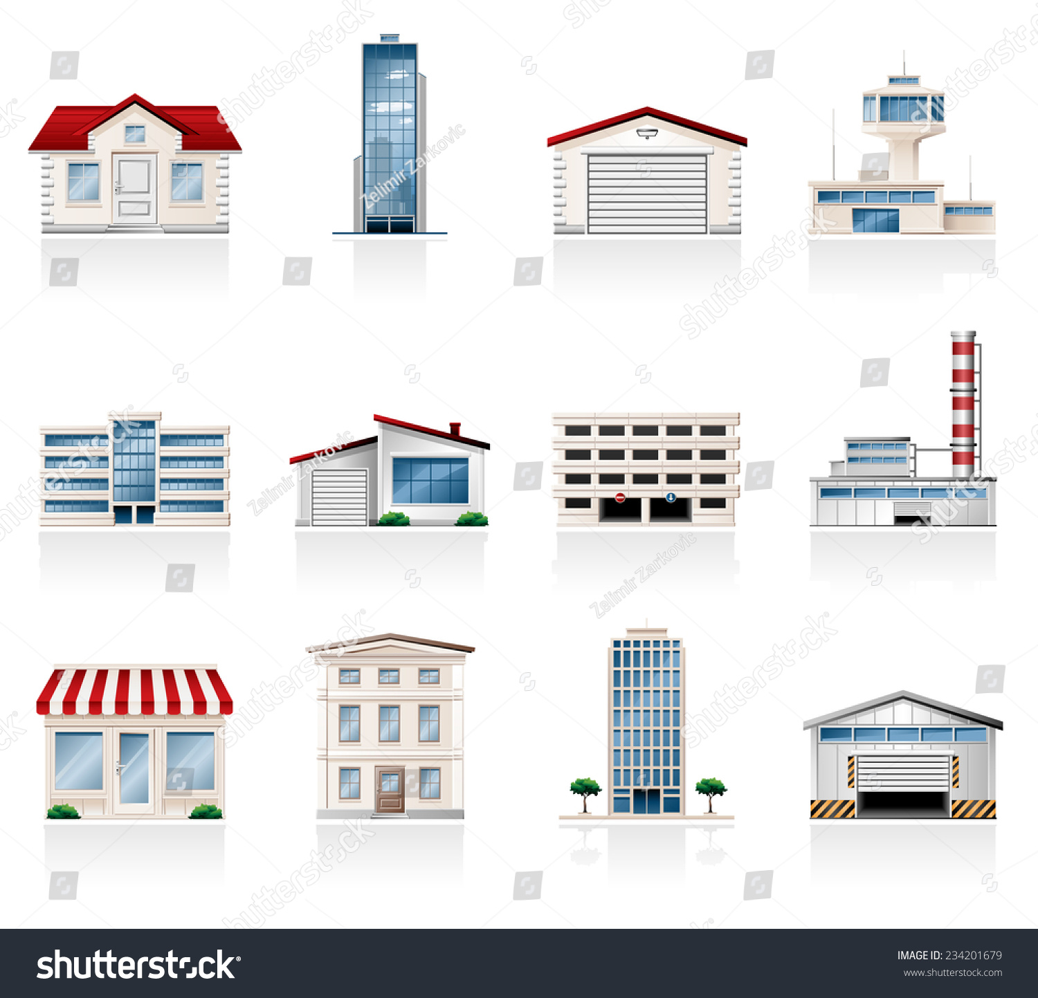 Buildings Icons Stock Vector (Royalty Free) 234201679 | Shutterstock