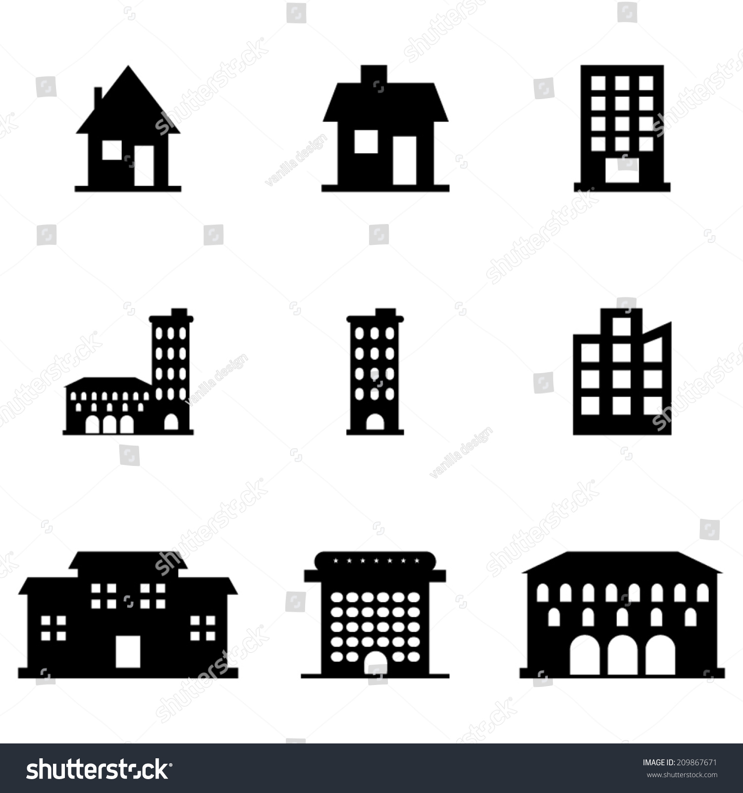 Buildings_icons_set Stock Vector (Royalty Free) 209867671