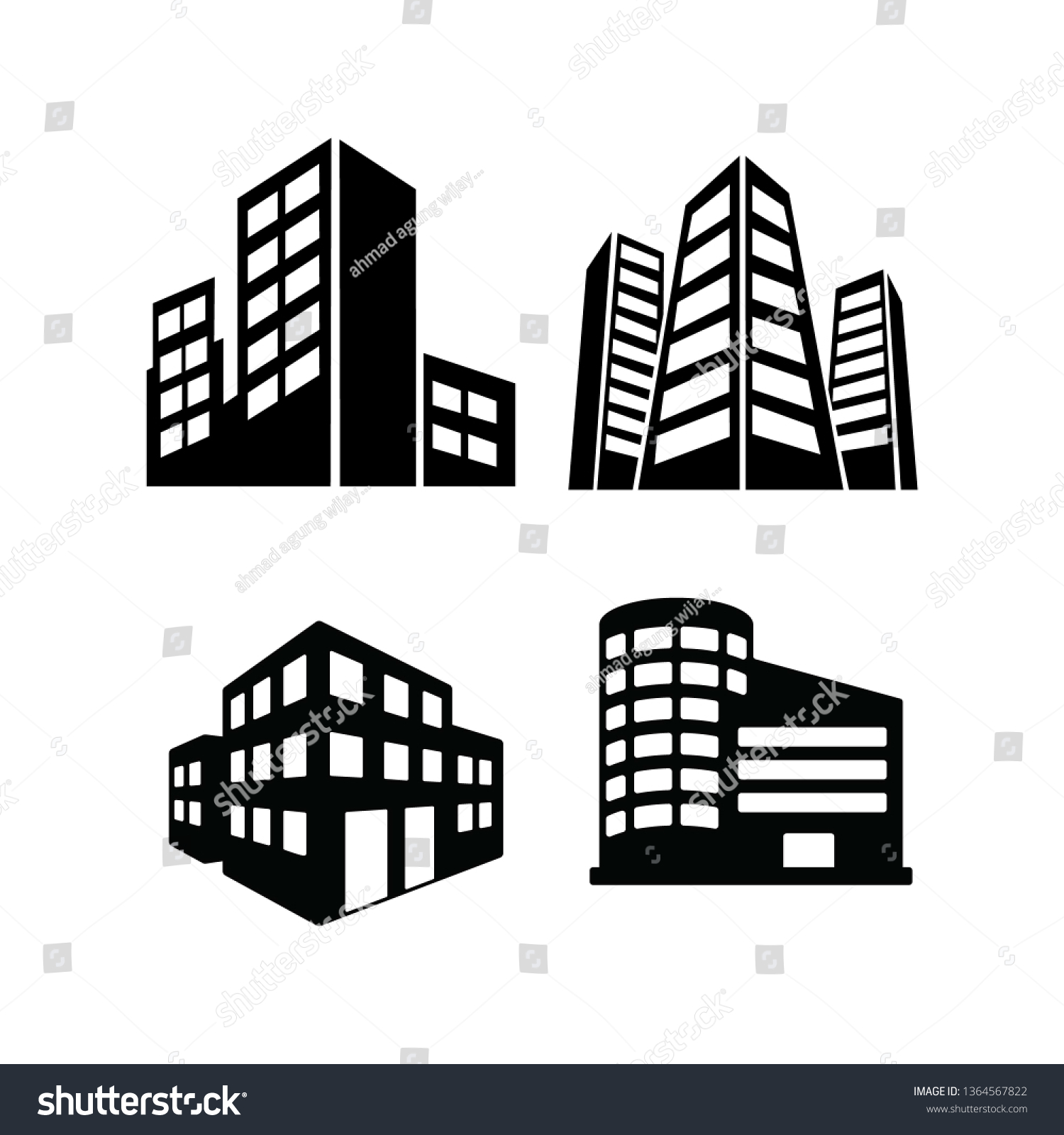 Buildings Icons Vector Stock Vector (Royalty Free) 1364567822 ...