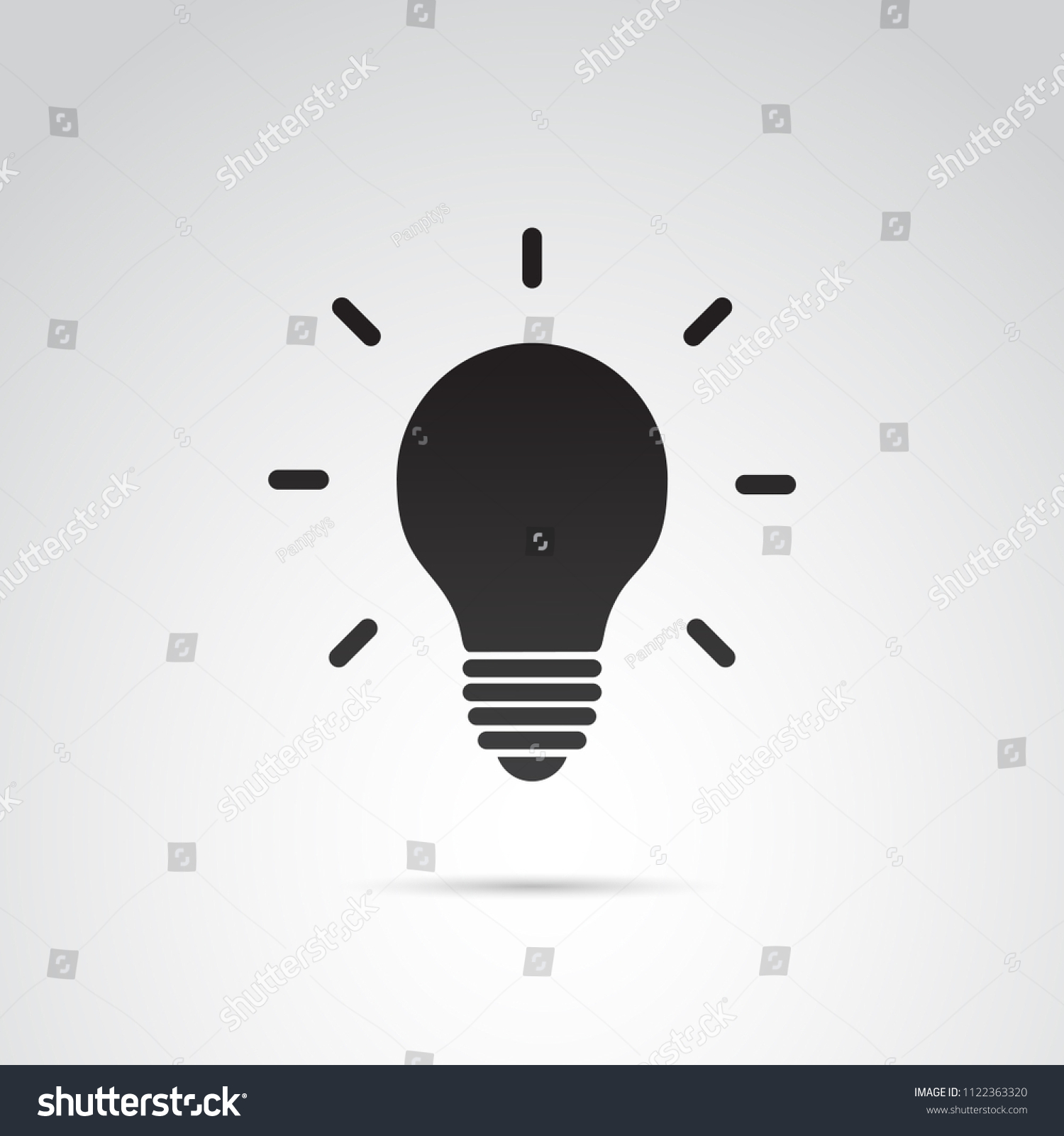 Bulb Vector Black Icon On White Stock Vector (Royalty Free) 1122363320