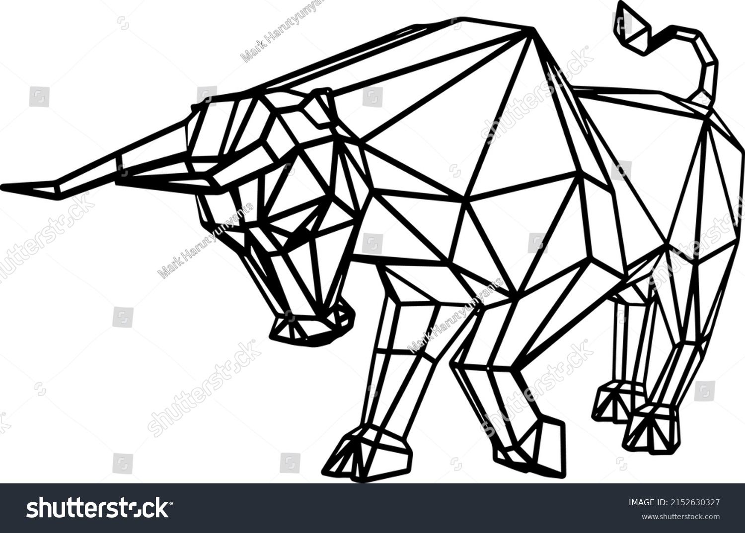 Bull 3d Lowpoly Wireframe Left Front Stock Vector (Royalty Free ...