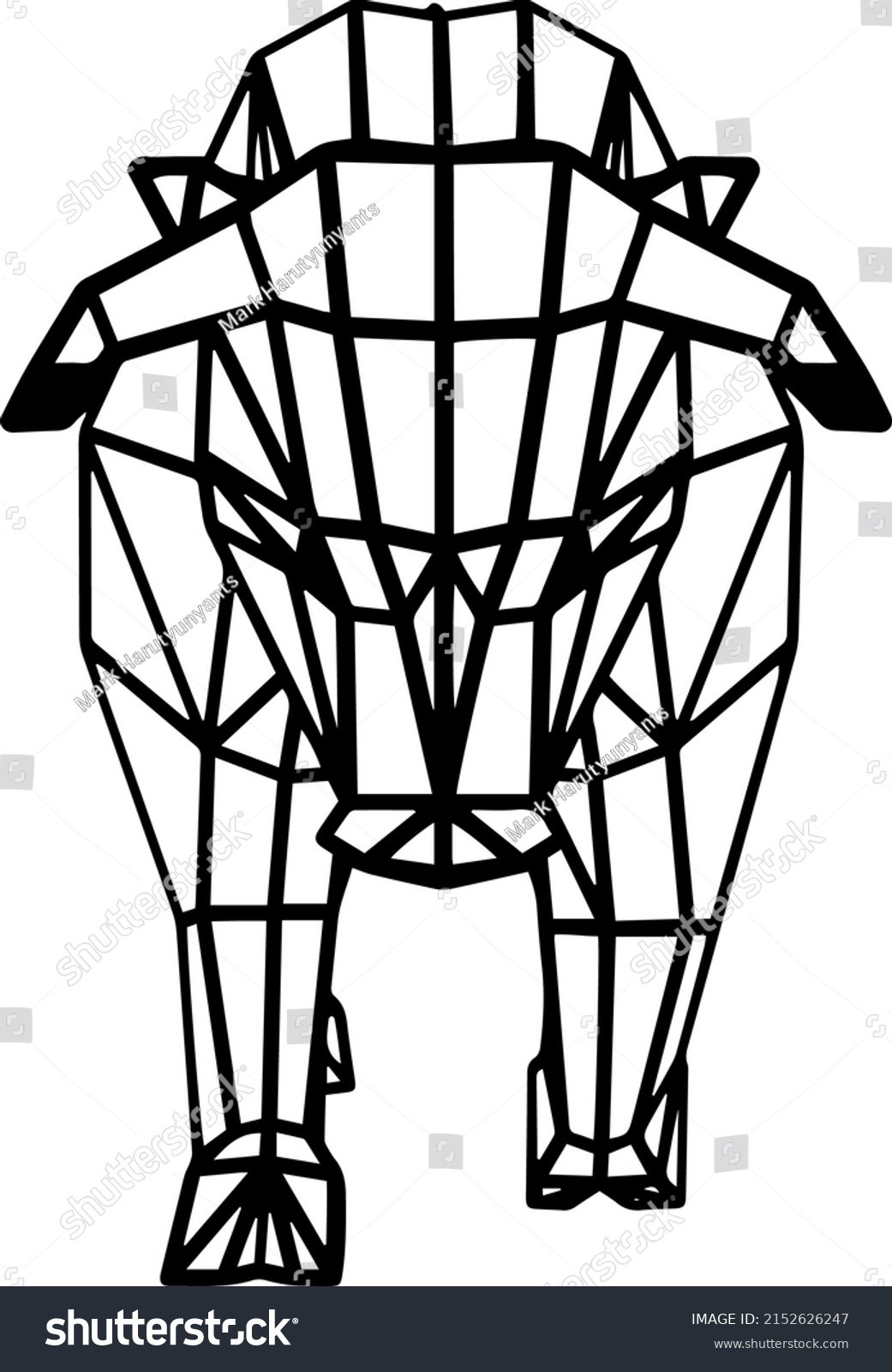 Bull 3d Wireframe Lowpoly Front View Stock Vector (Royalty Free ...