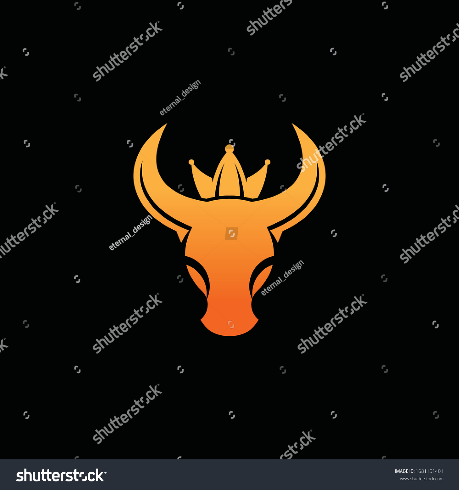 Bull Head Crown Vector Logo Stock Vector (Royalty Free) 1681151401 ...