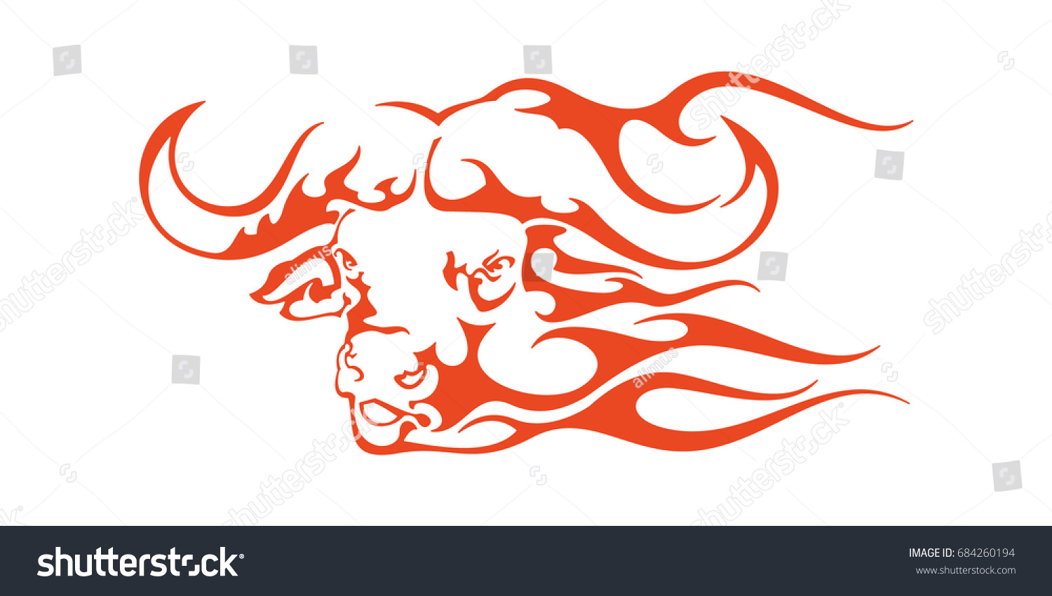 Bull Head Flame Vector Template Design Stock Vector (Royalty Free ...