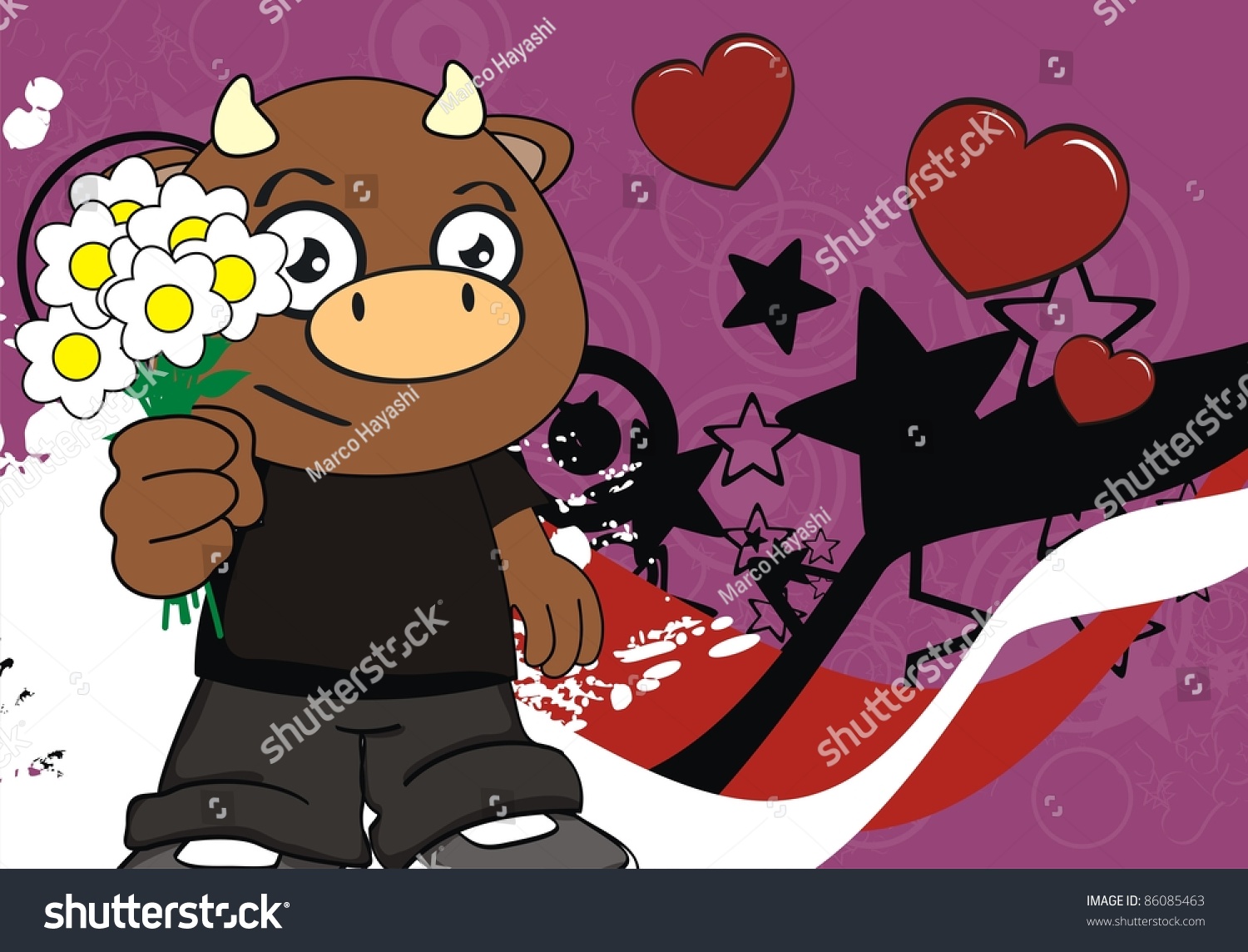 Bull Kid Cartoon Background Vector Format: vector de stock (libre de ...