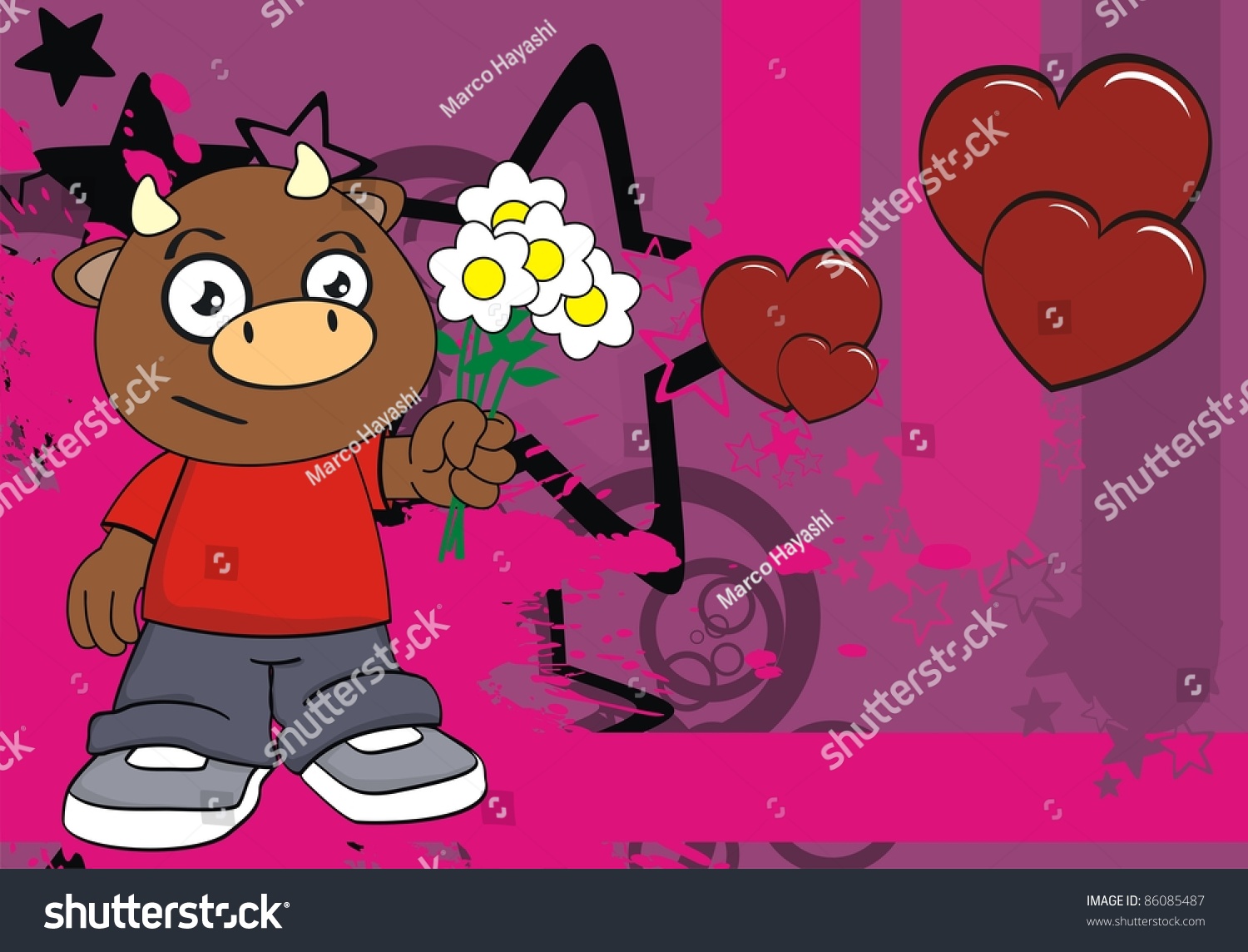 Bull Kid Cartoon Background Vector Format Stock Vector (Royalty Free ...