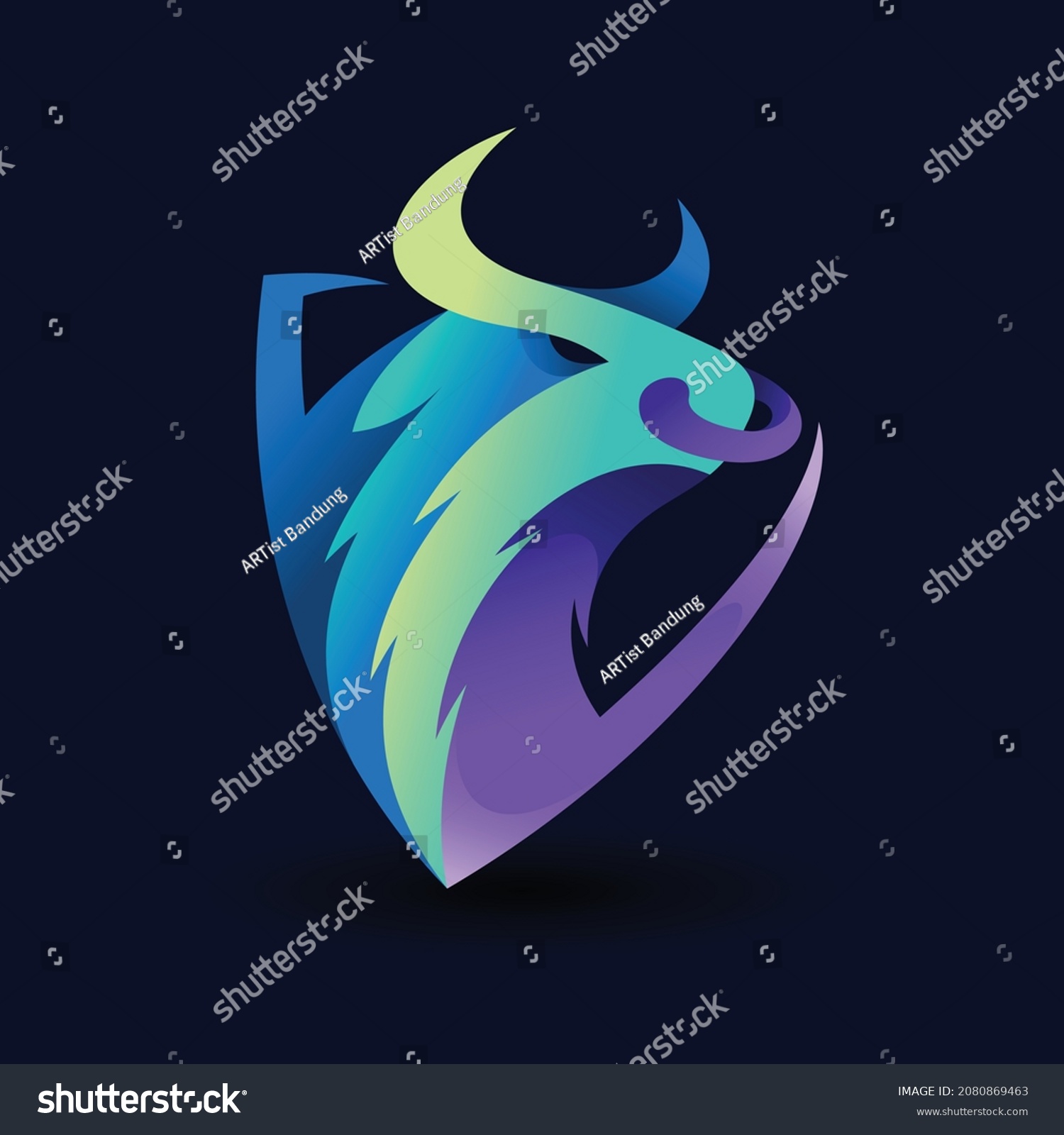 Bull Logo Shield Concept Stock Vector (Royalty Free) 2080869463