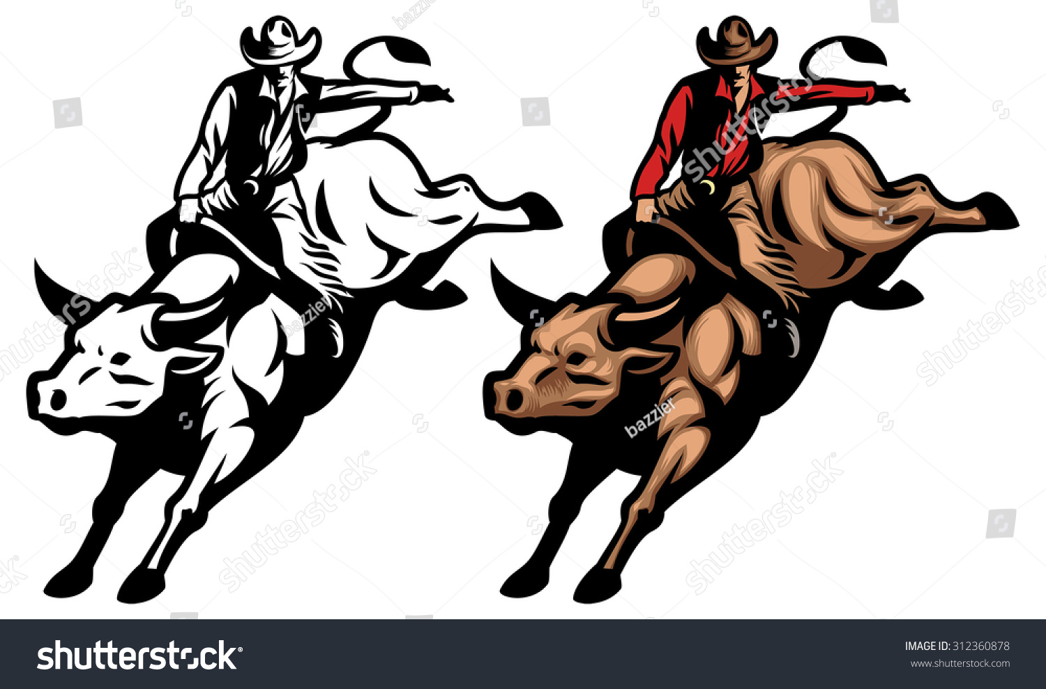 Bull Riding Stock Vector (Royalty Free) 312360878