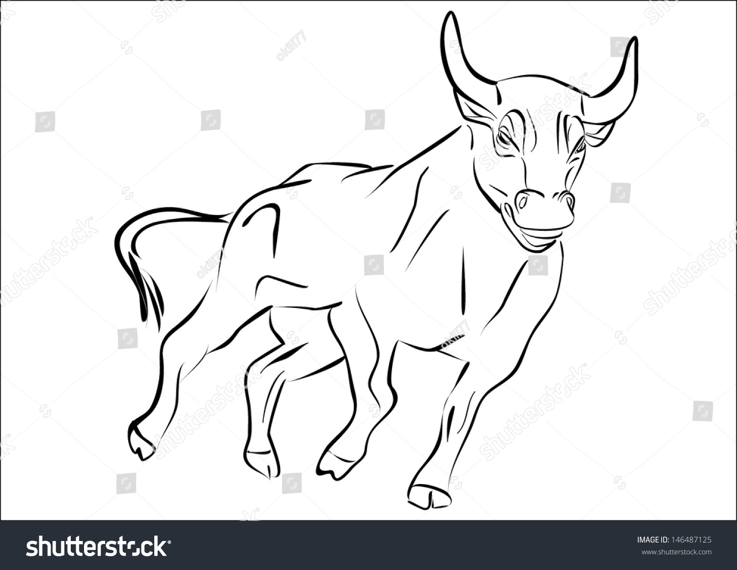 Bull Vector Outline Stock Vector (Royalty Free) 146487125 | Shutterstock