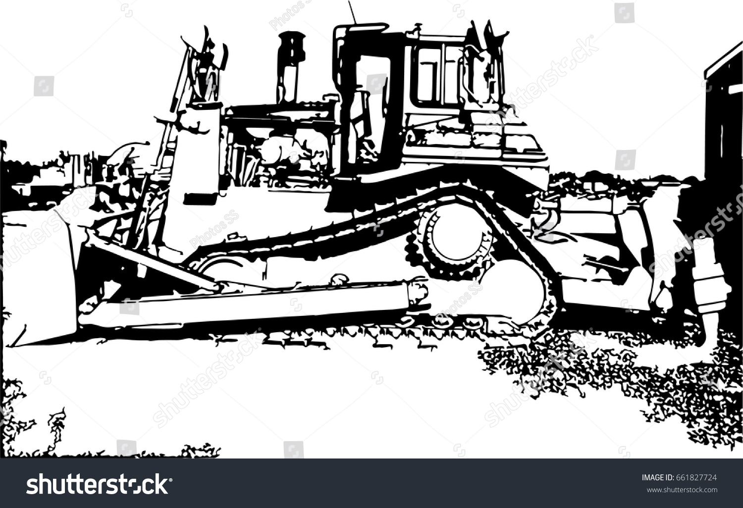 Bulldozer Vector Illustration Stock Vector (Royalty Free) 661827724 ...