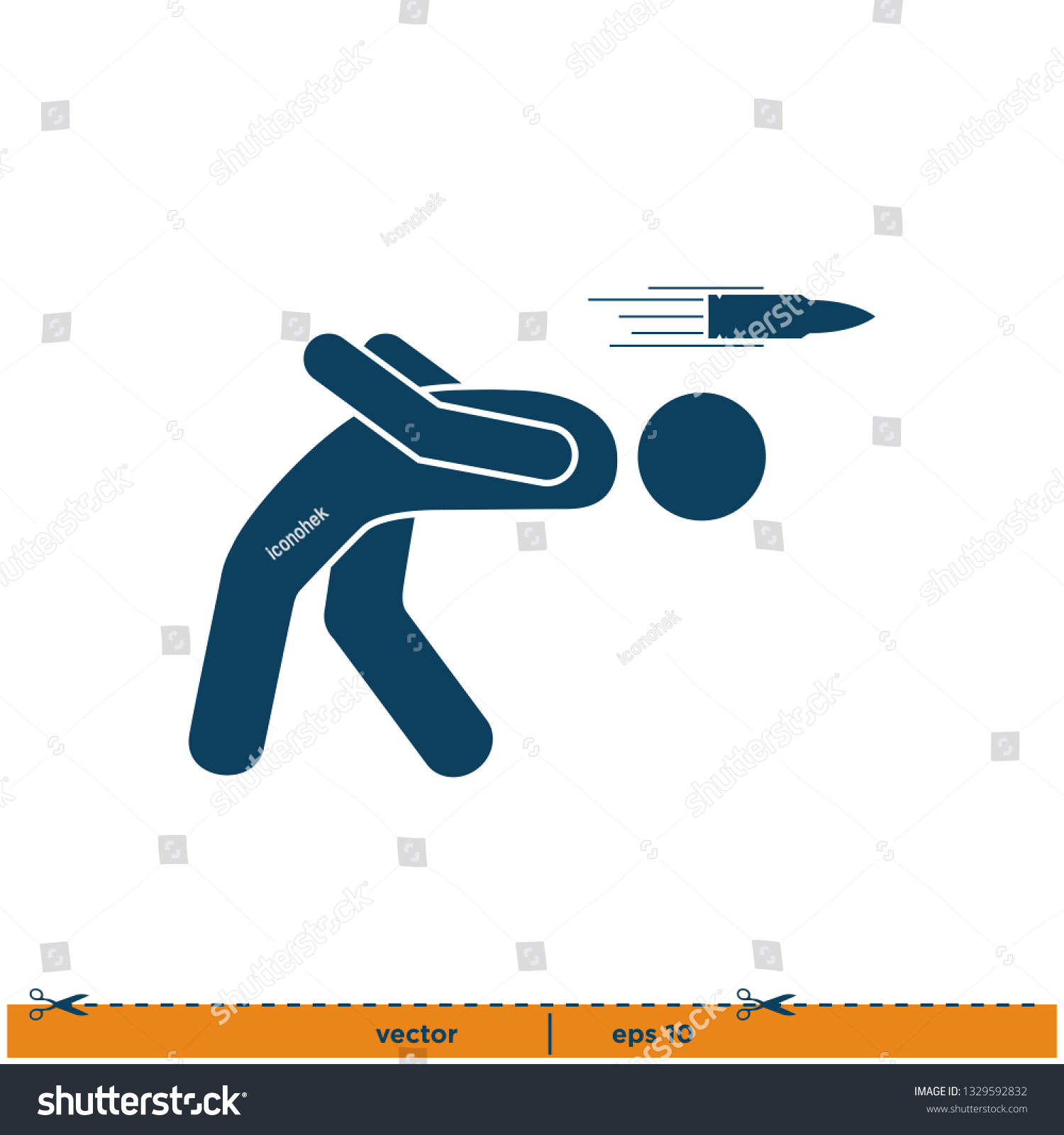 Bullet Dodge Evade Man Icon Vector Stock Vector (Royalty Free) 1329592832