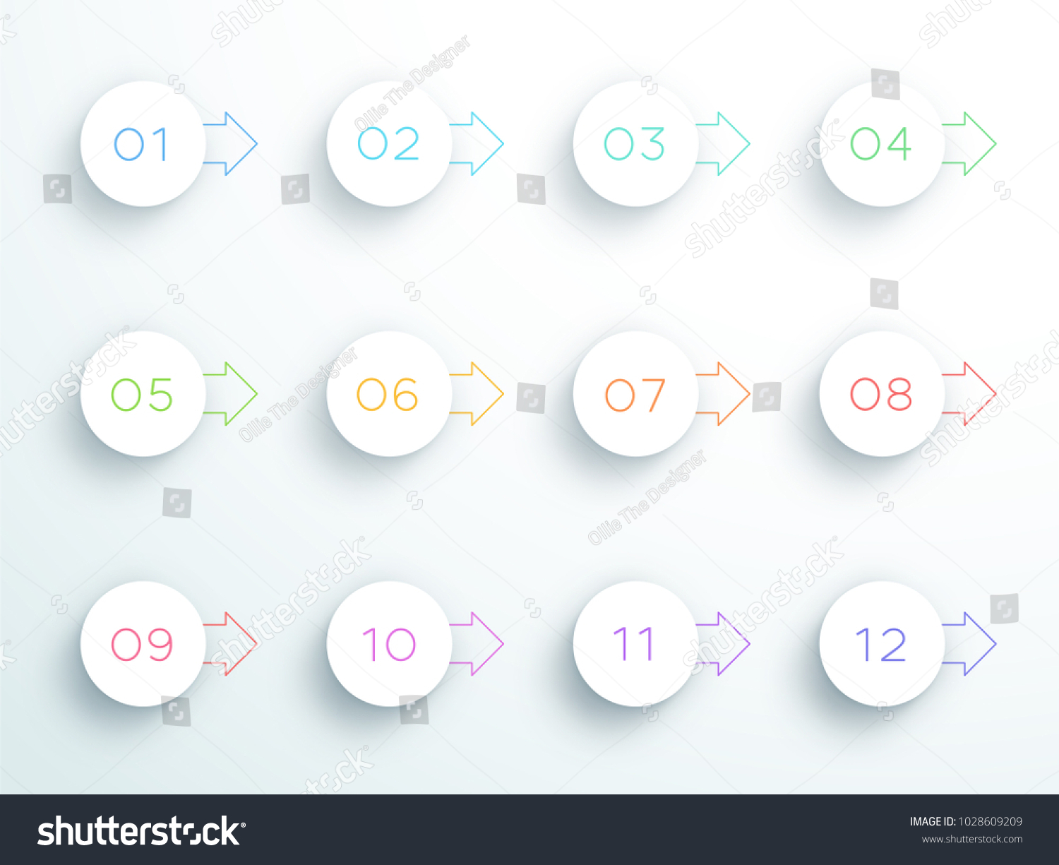 Vektor Stok Bullet Point 3d Circle Arrows Number (Tanpa Royalti ...