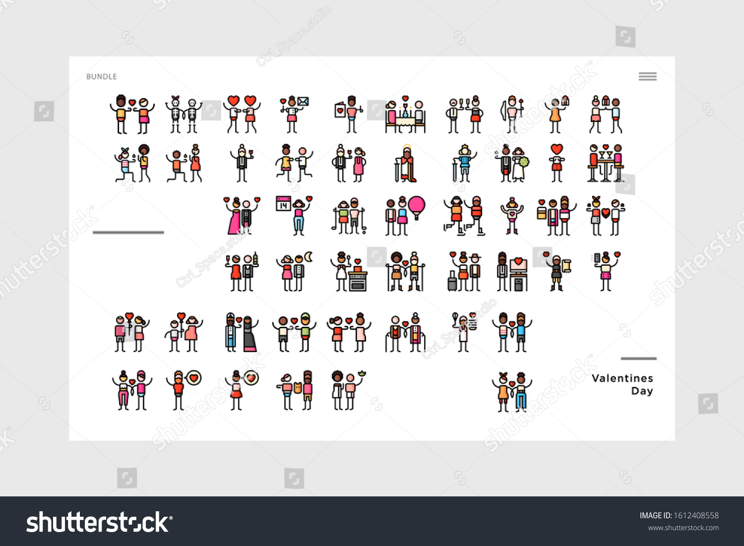 Bundle Avatar About Valentine Day Stock Vector (Royalty Free ...