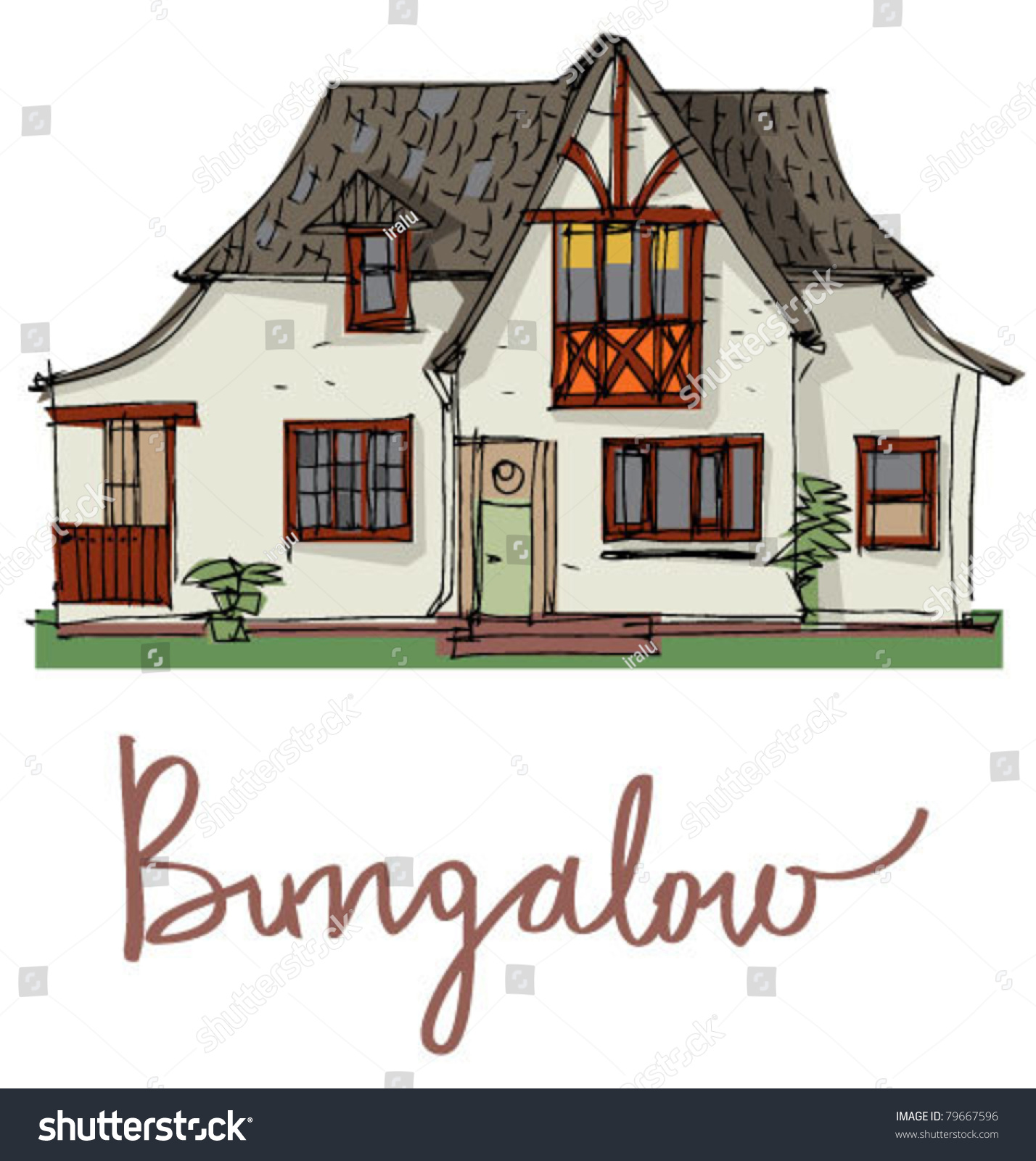 Bungalow Stock Vector Illustration 79667596 : Shutterstock