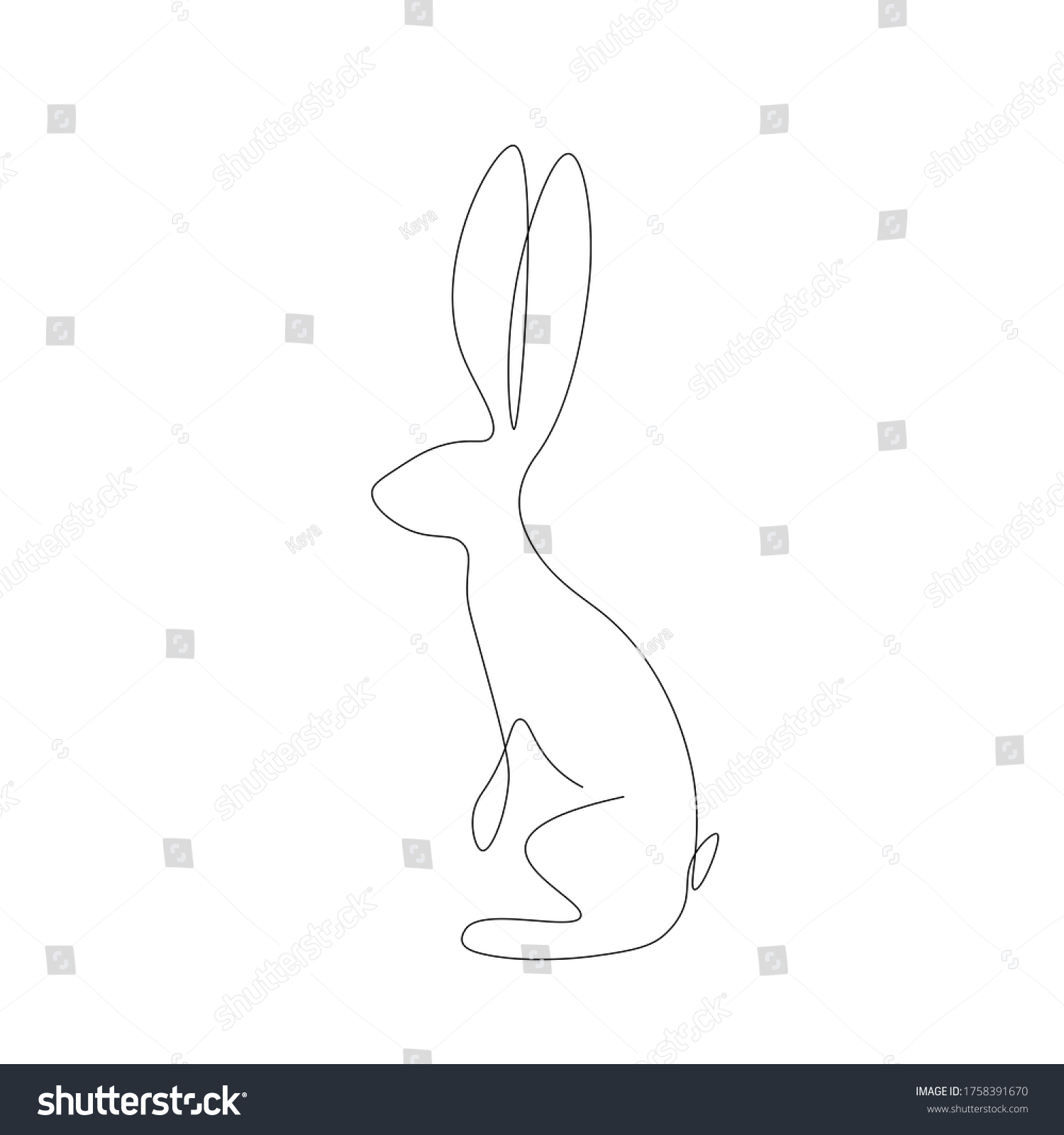 Bunny Easter Line Drawing Vector Illustration Stock Vector (Royalty ...