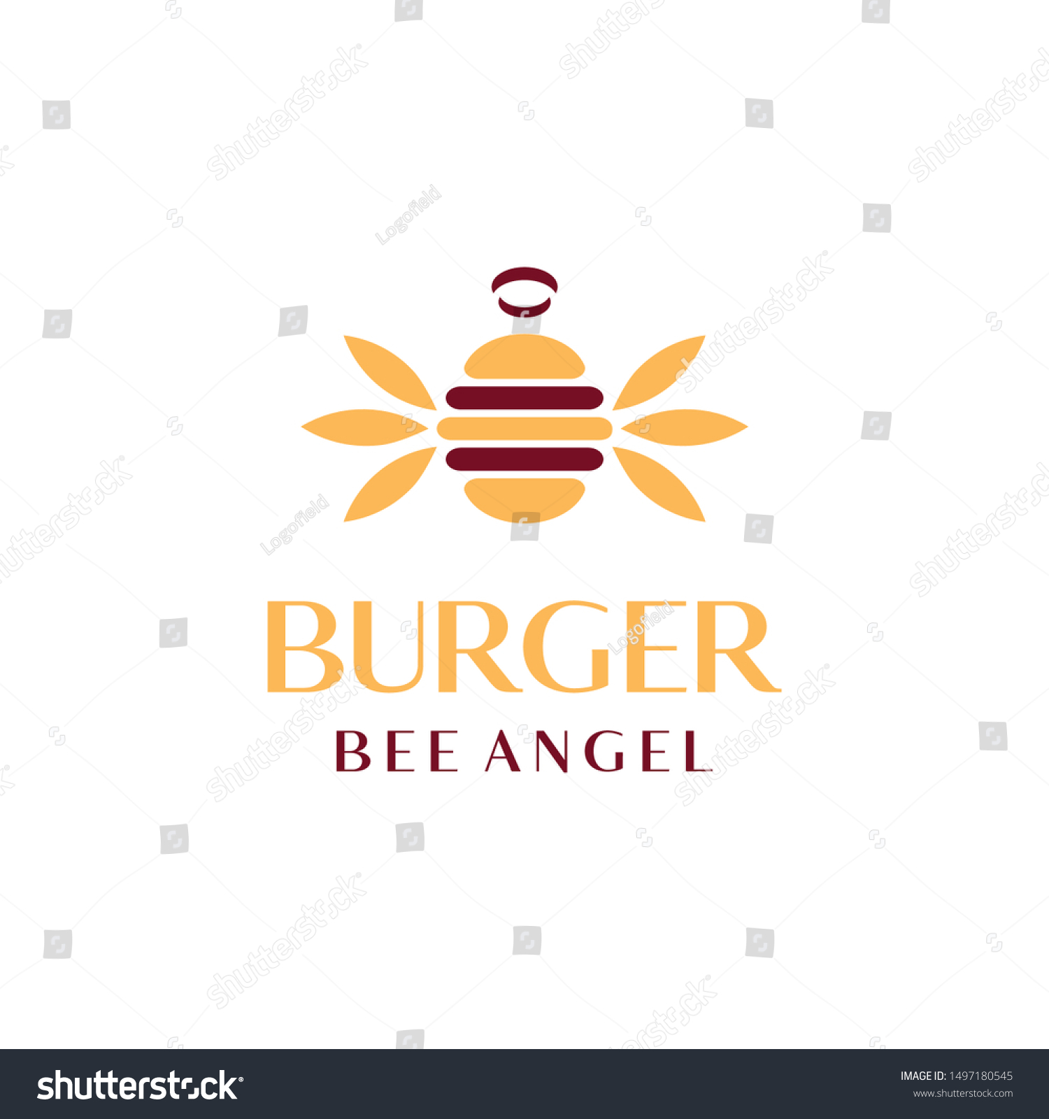 Burger Bee Logo Template Flying Burger: vector de stock (libre de ...