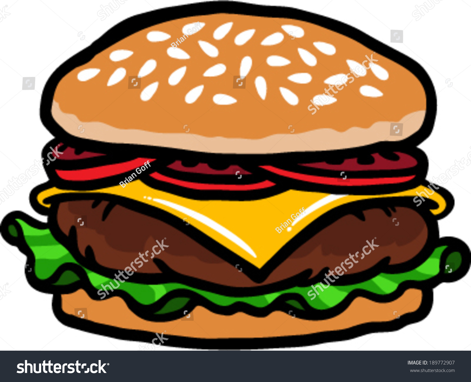 Burger Cartoon Vector Illustration: เวกเตอร์สต็อก (ปลอดค่าลิขสิทธิ์ ...