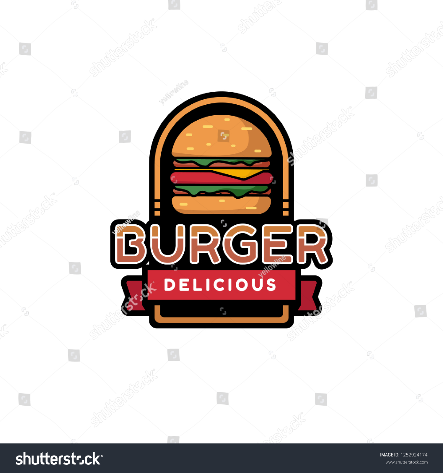 Burger Logo Design Stock Vector (Royalty Free) 1252924174 | Shutterstock