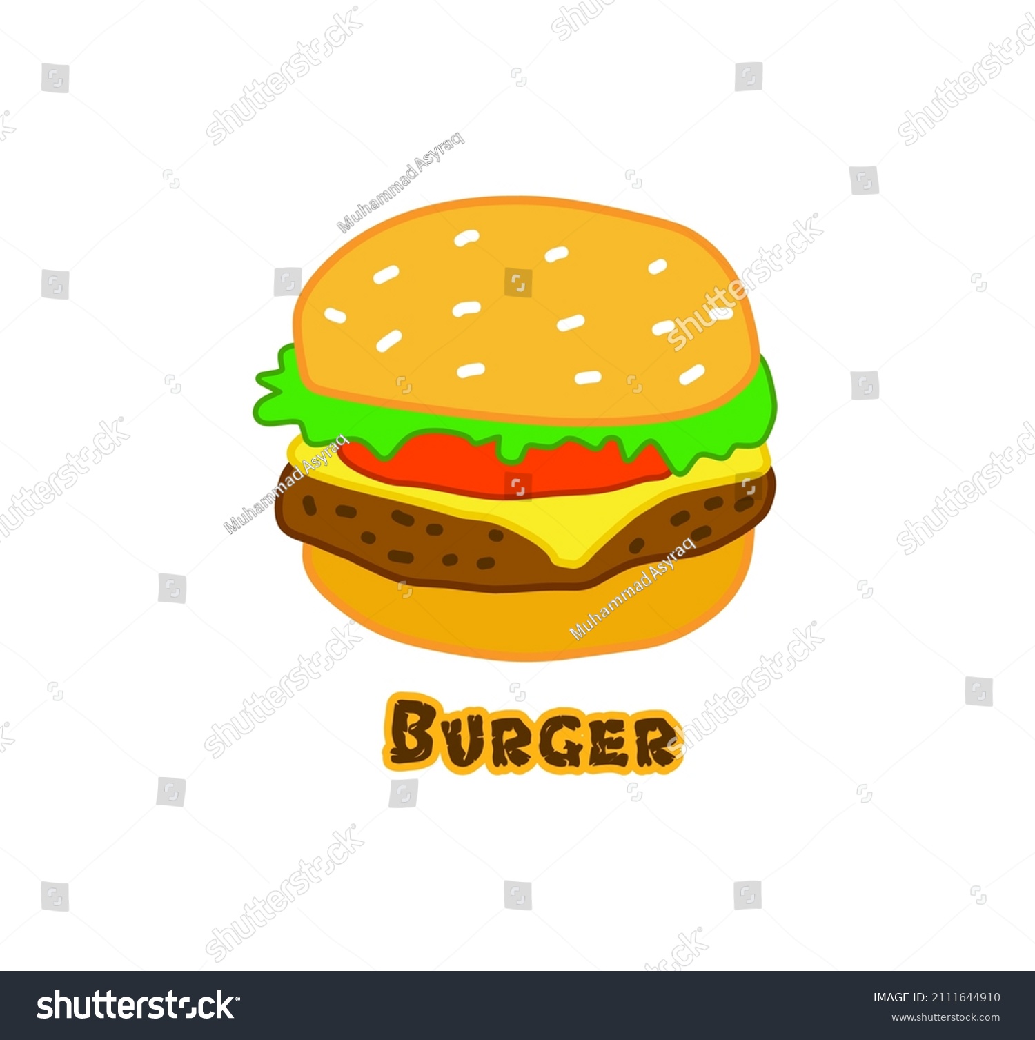 Burger Logo On White Background Stock Vector (Royalty Free) 2111644910 ...