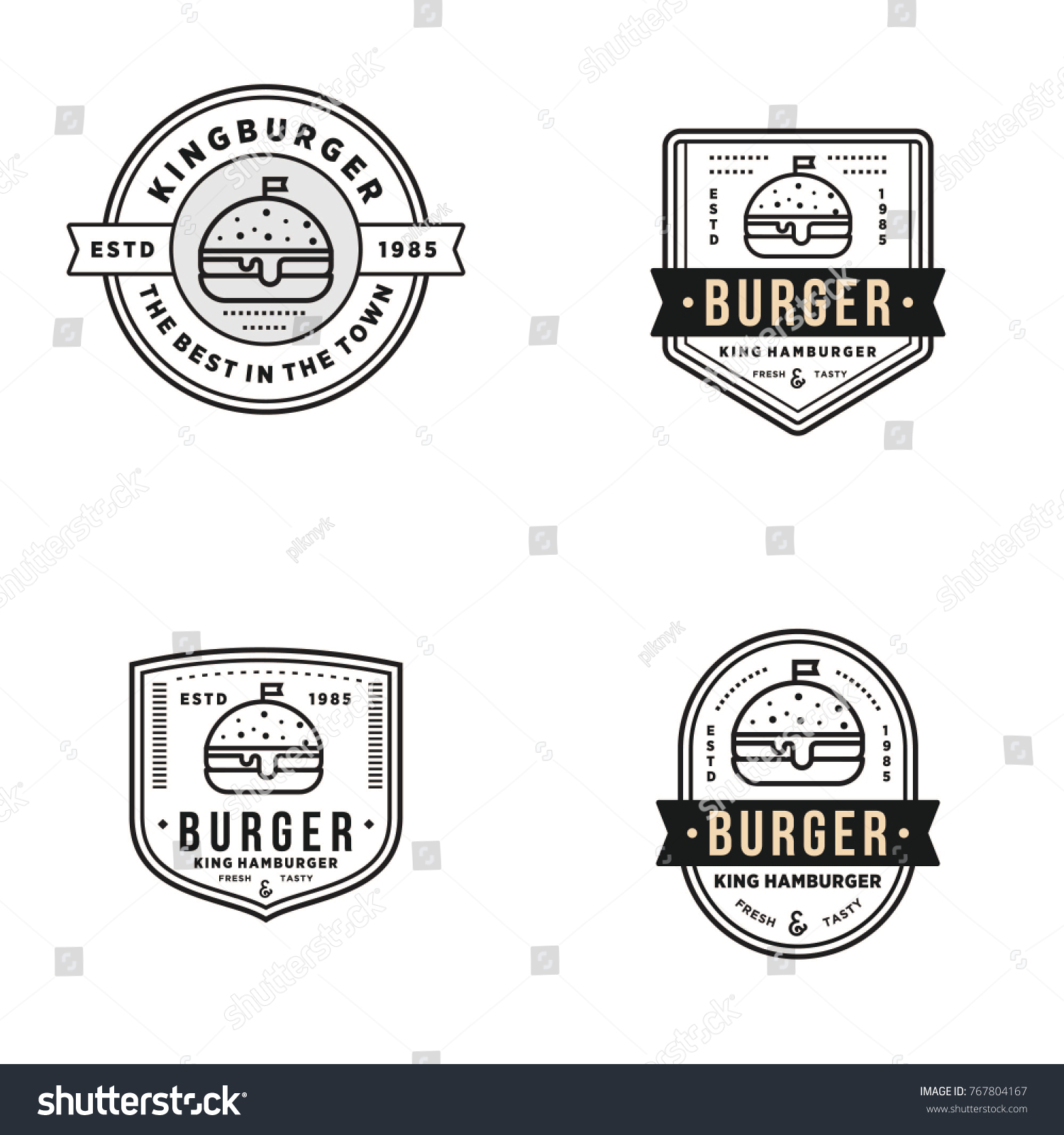 Burger Logo Set Vintage Element Vector Stock Vector (Royalty Free ...