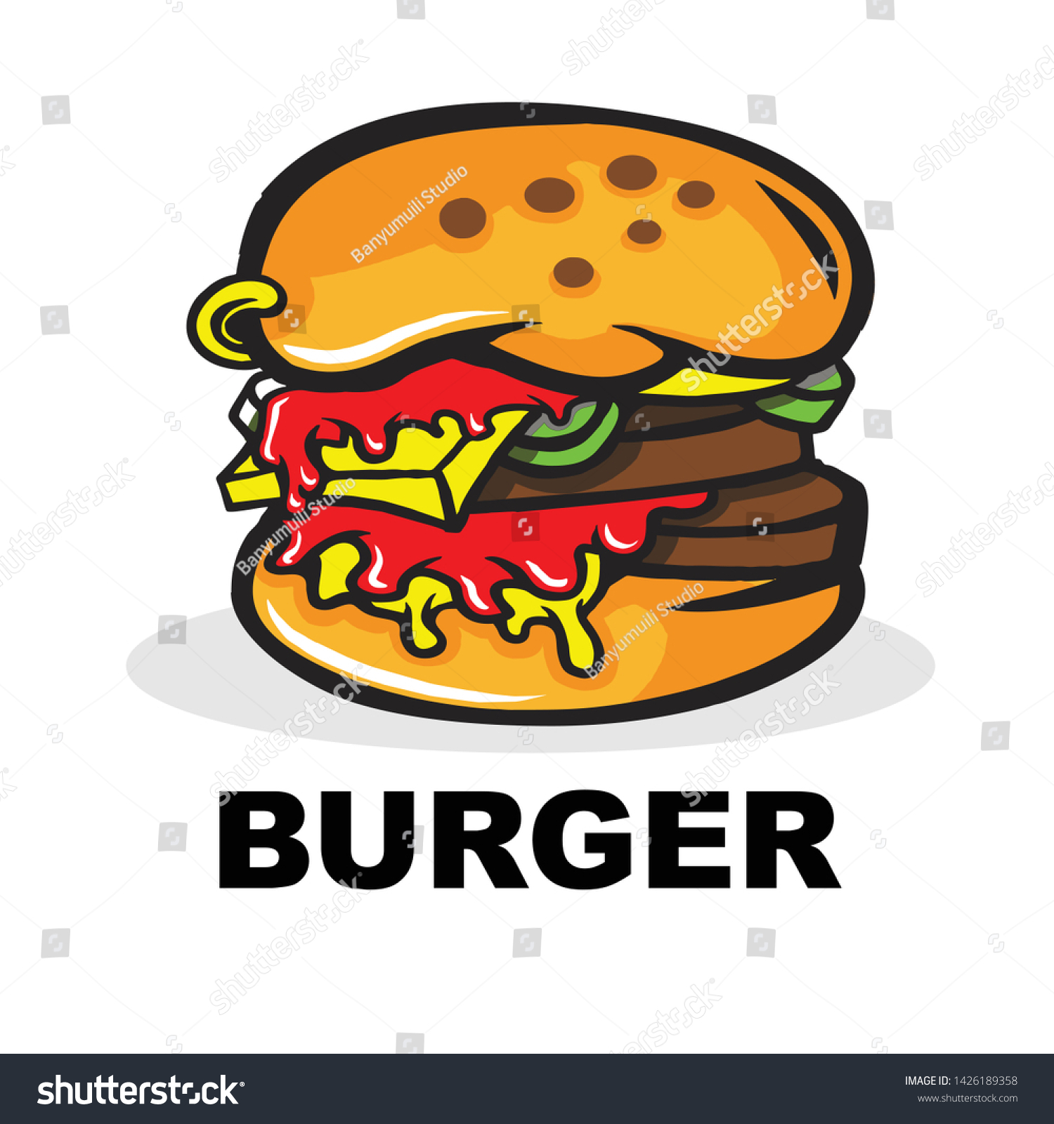 Burger Logo Vector Cartoon Icon Stock Vector (Royalty Free) 1426189358