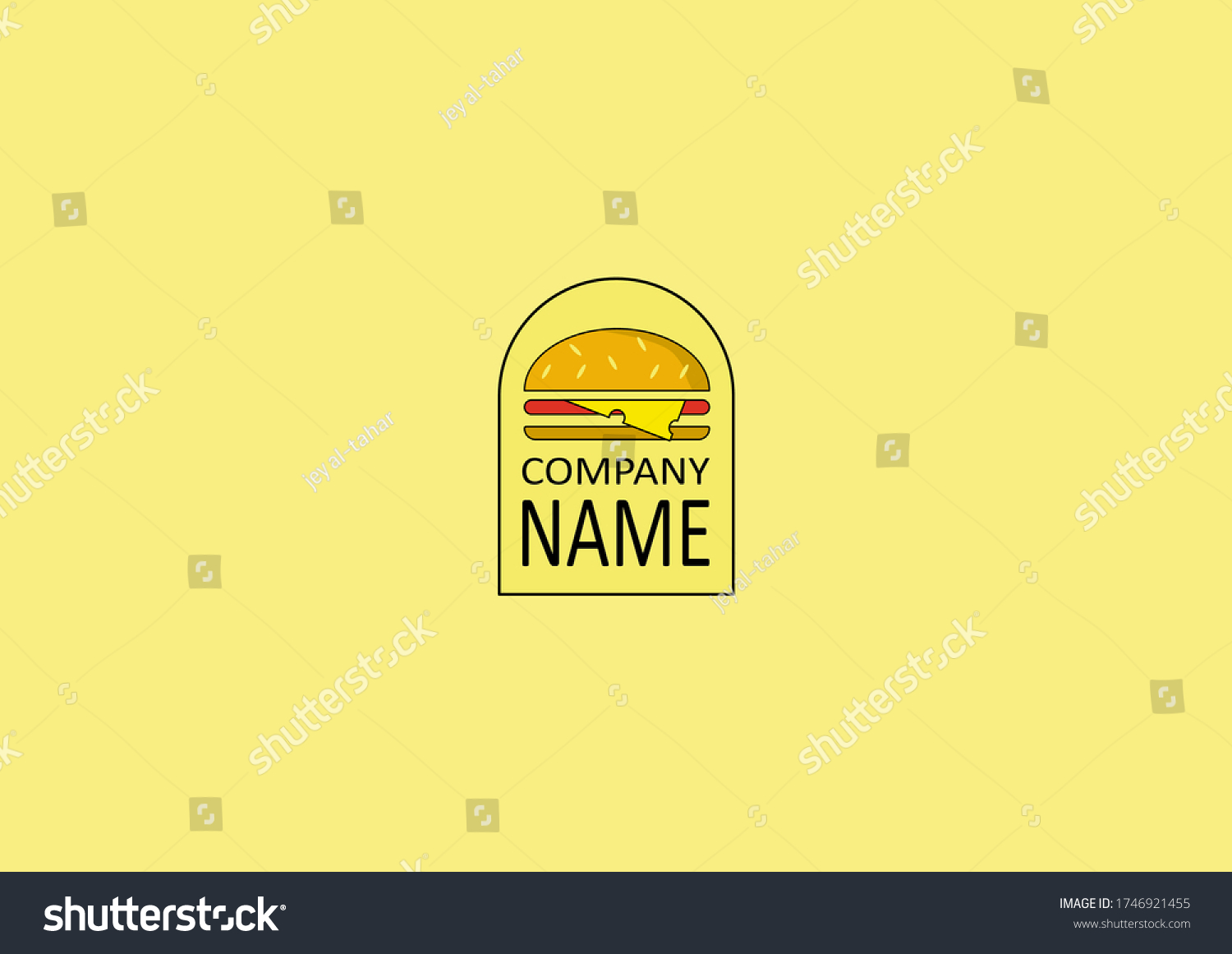 Burger Logo Yellow Background Stock Vector (Royalty Free) 1746921455