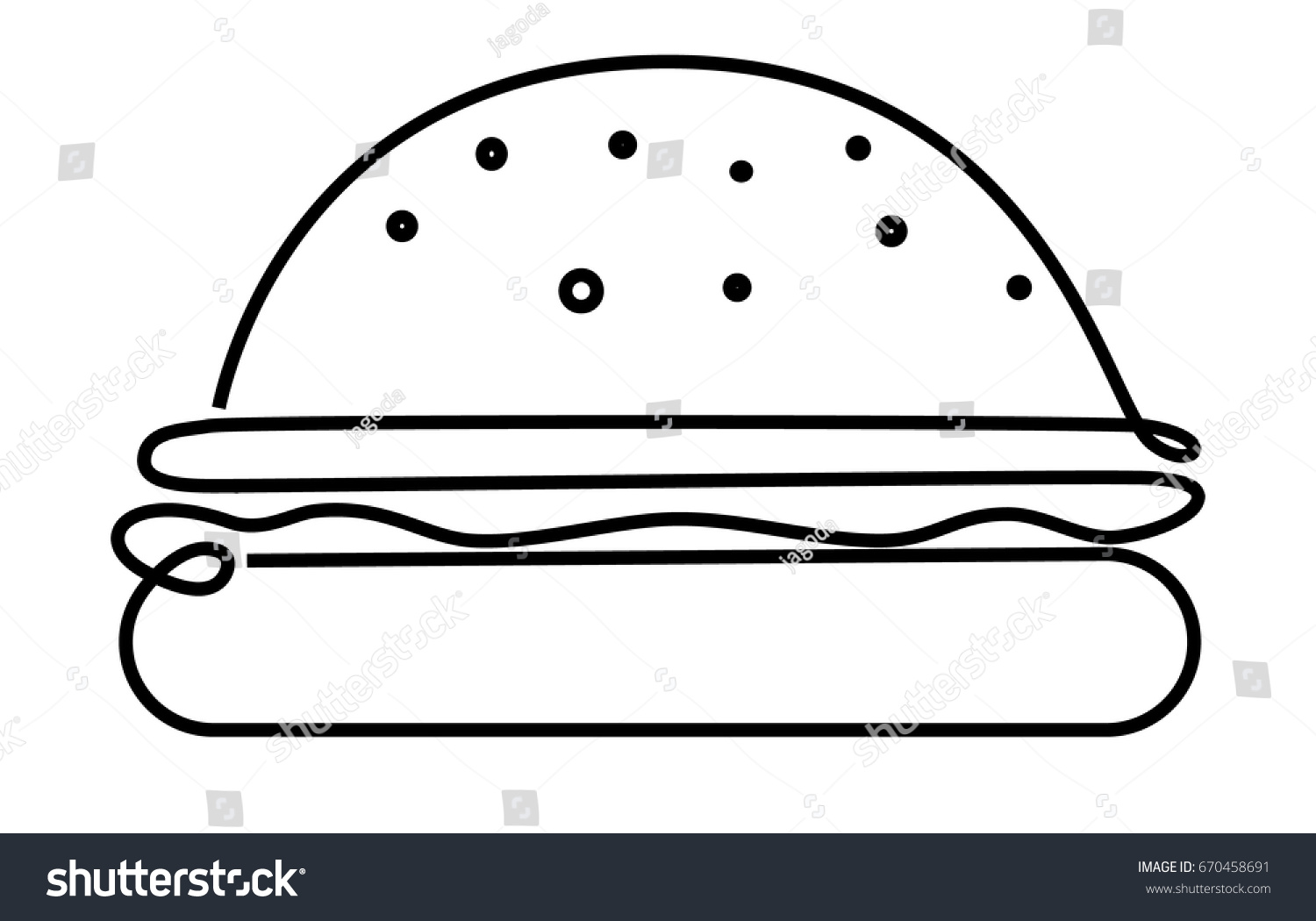 Burger One Line Drawing Stock Vector (Royalty Free) 670458691 ...