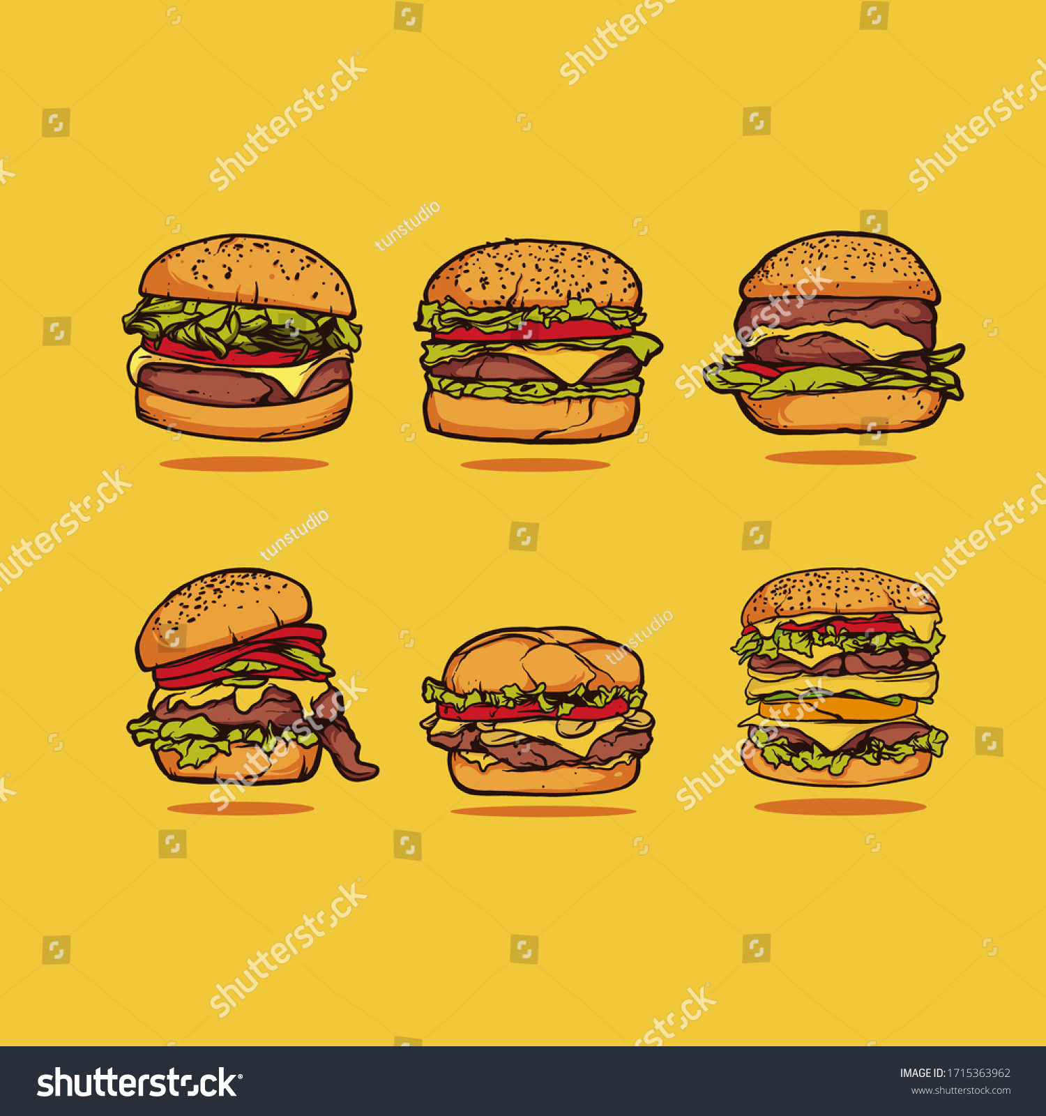Burger Set Illustration Vector Design Stock Vector (Royalty Free ...