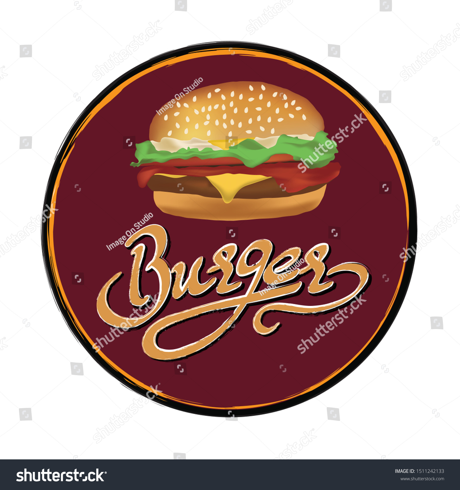 Burger Calligraphy Vector Design Stock Vector (Royalty Free) 1511242133 ...