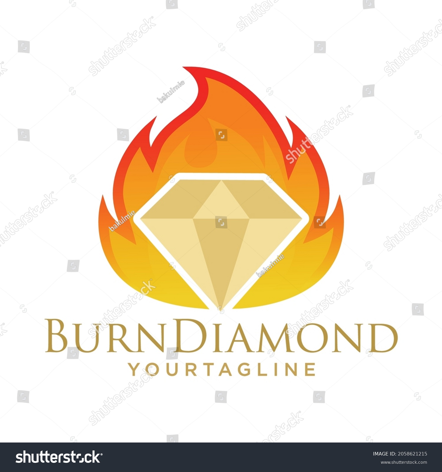 Burn Diamond Fire Logo Vector Design Stock Vector (Royalty Free) 2058621215