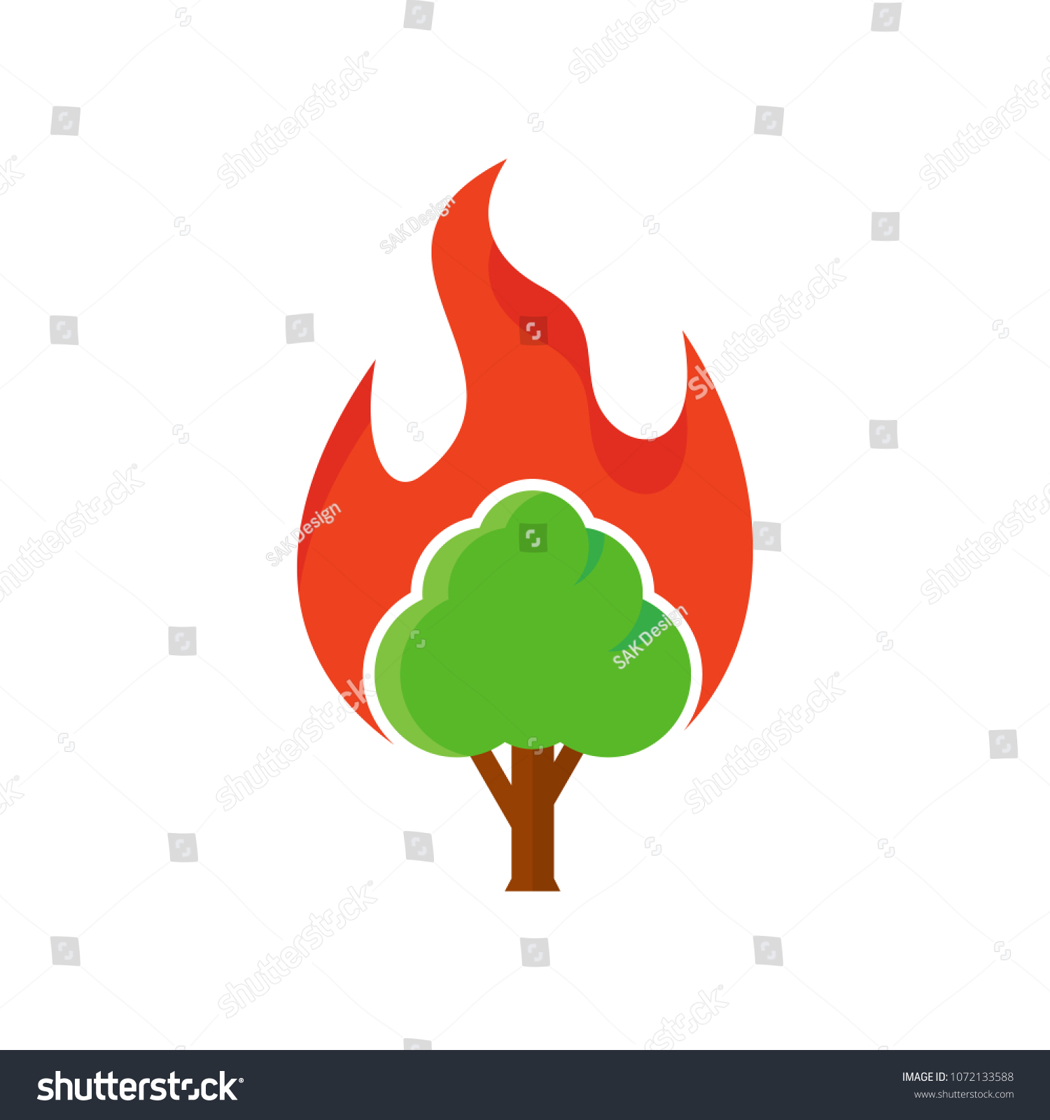 Burn Tree Logo Icon Design Stock Vector (Royalty Free) 1072133588