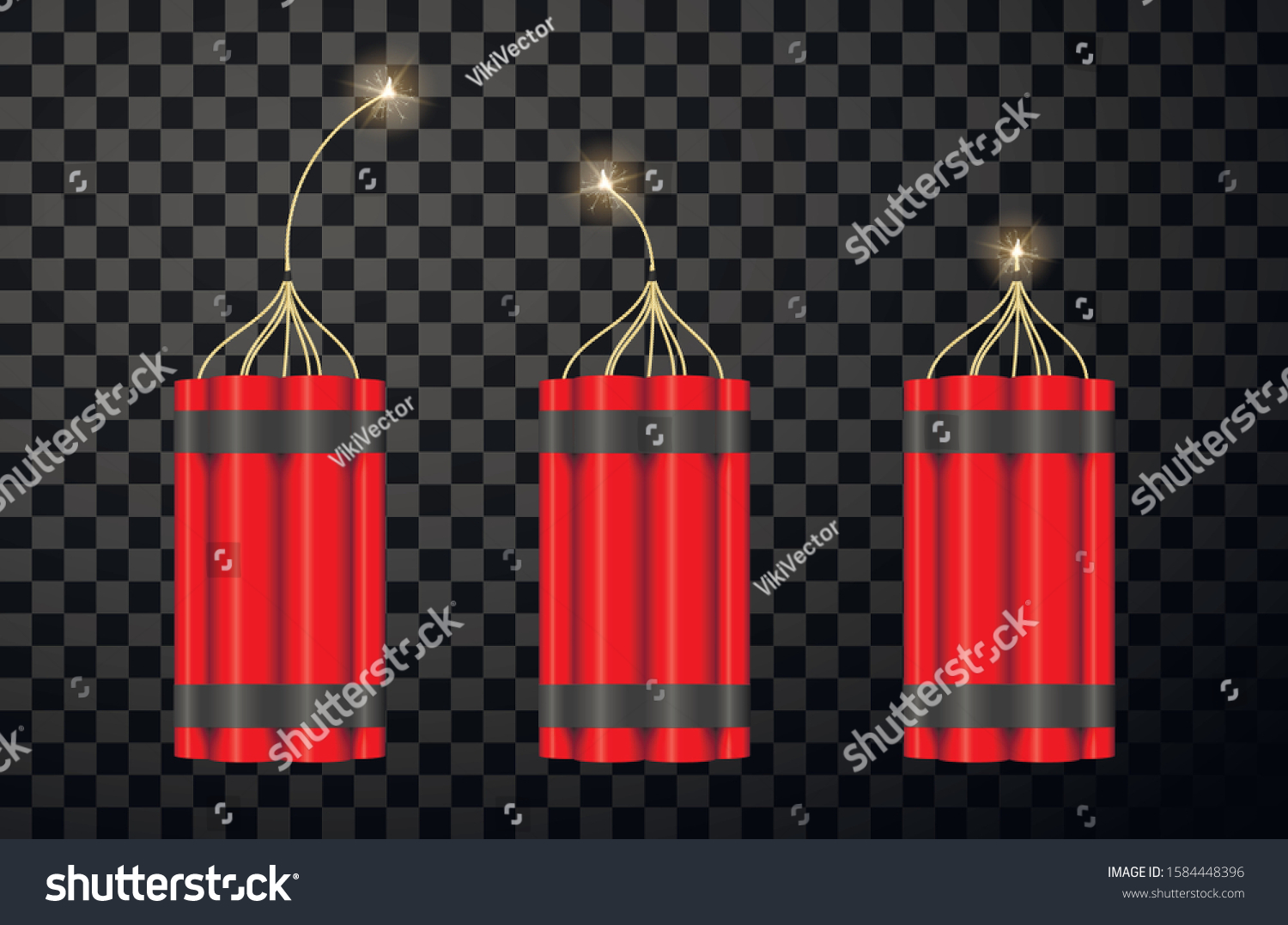 Burning Dynamite Checkers Realistic Vector Illustrations: vector de ...