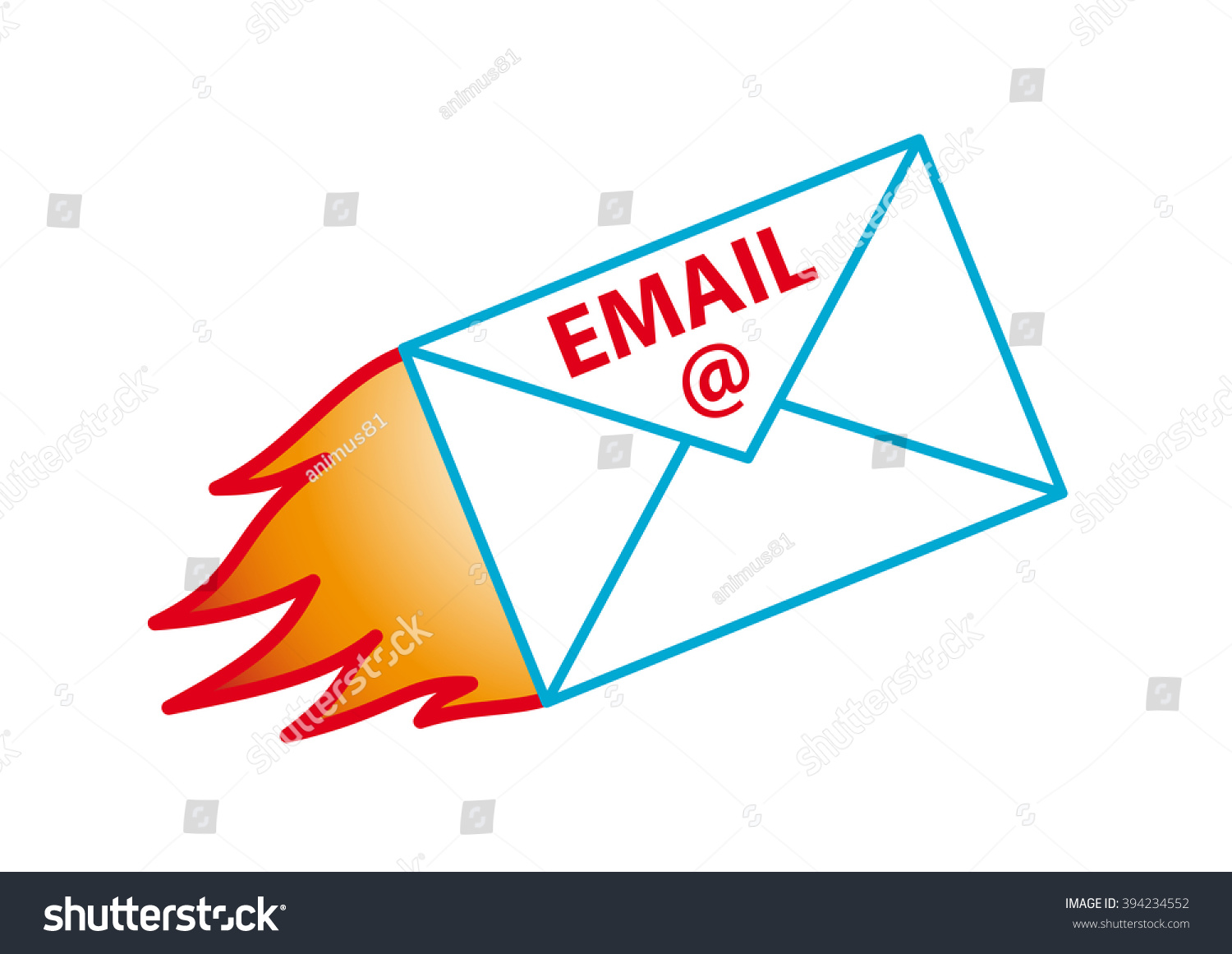 Burning Email On White Background Stock Vector (Royalty Free) 394234552 ...